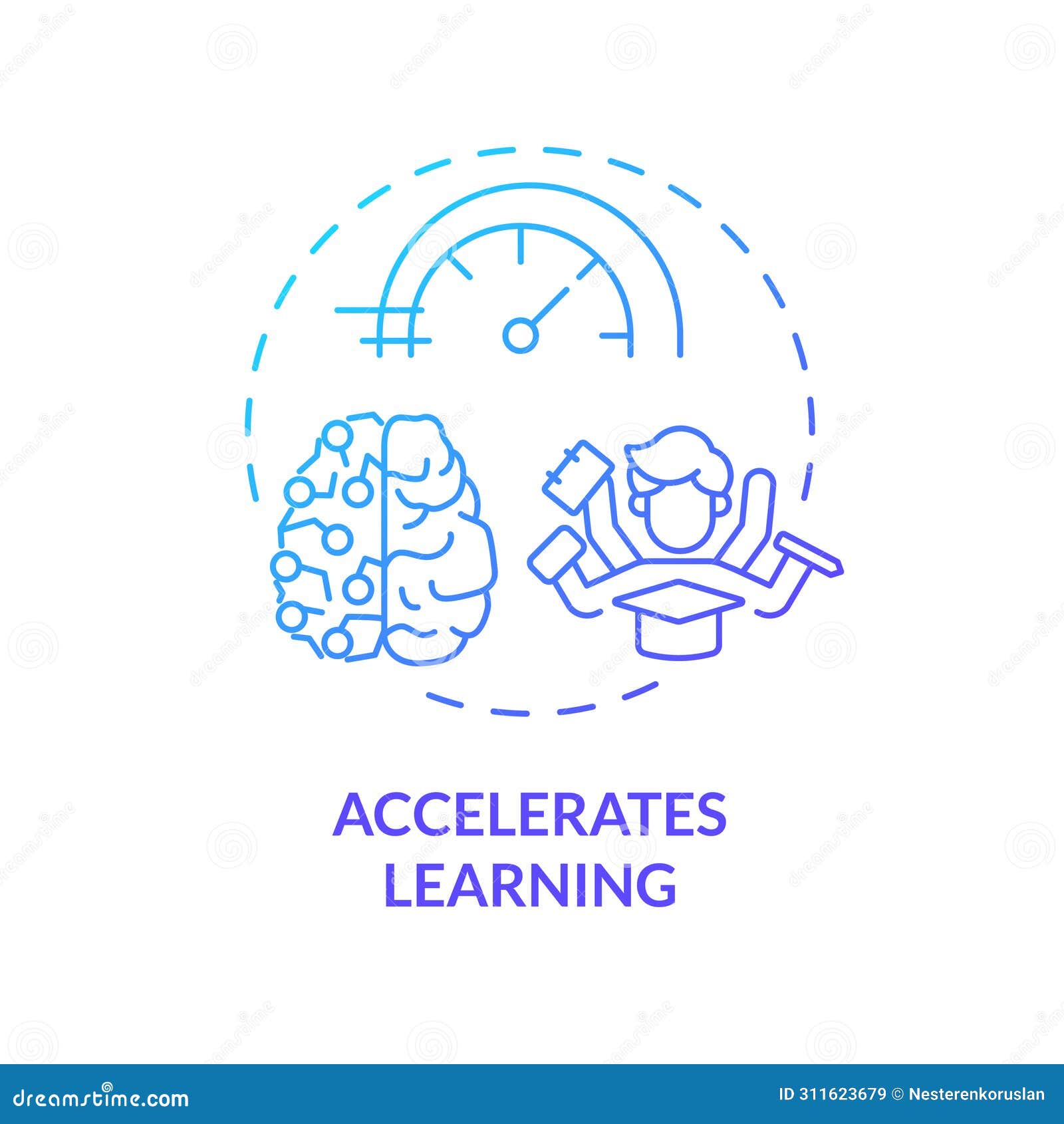 Accelerates Learning Blue Gradient Concept Icon Cartoon Vector ...