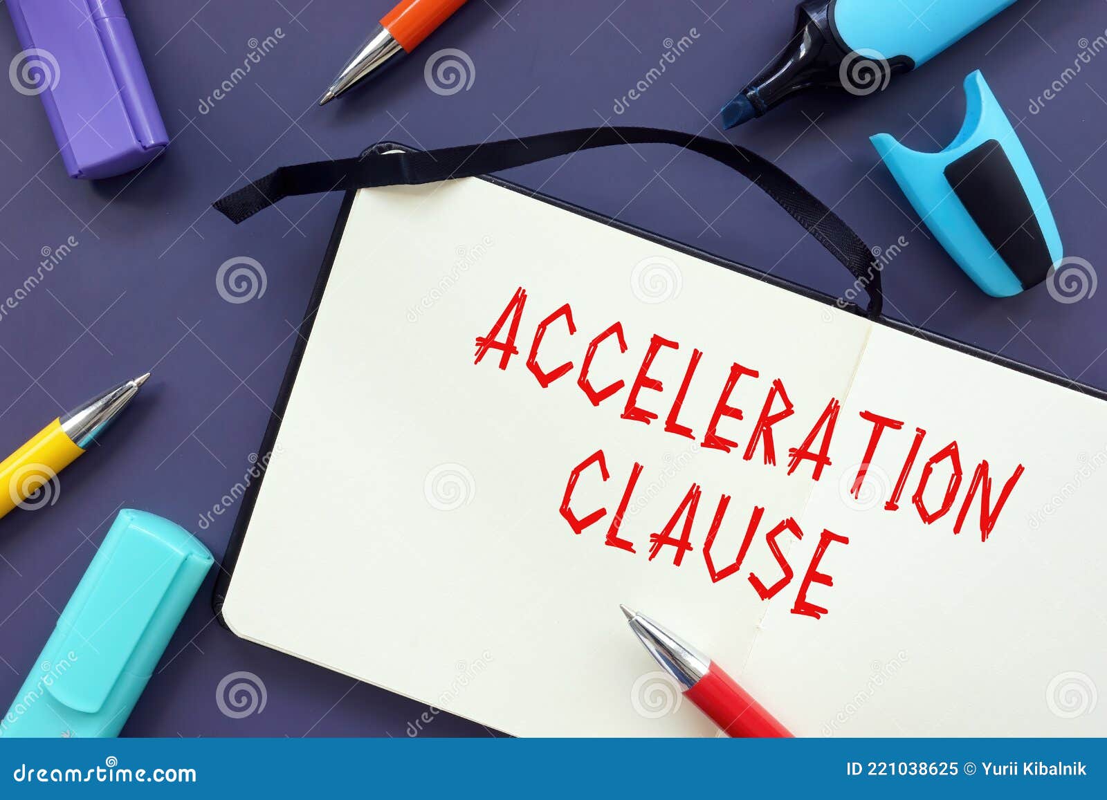 Acceleration Clause Sign on the Piece of Paper Stock Image - Image of ...