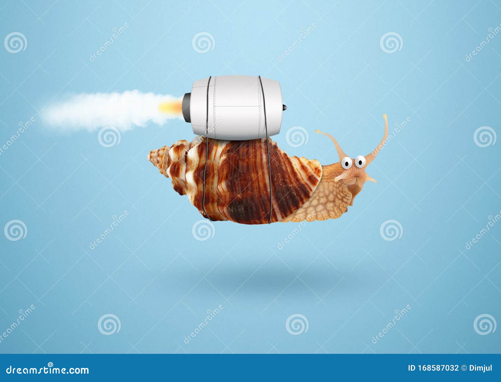 Acceleration Speed and Success Concept, Snail with Jet Engine Stock ...