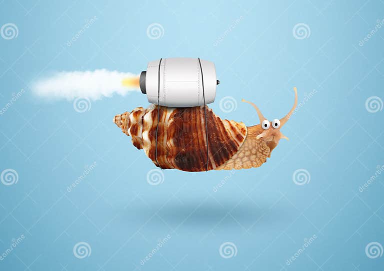 Acceleration Speed and Success Concept, Snail with Jet Engine Stock ...