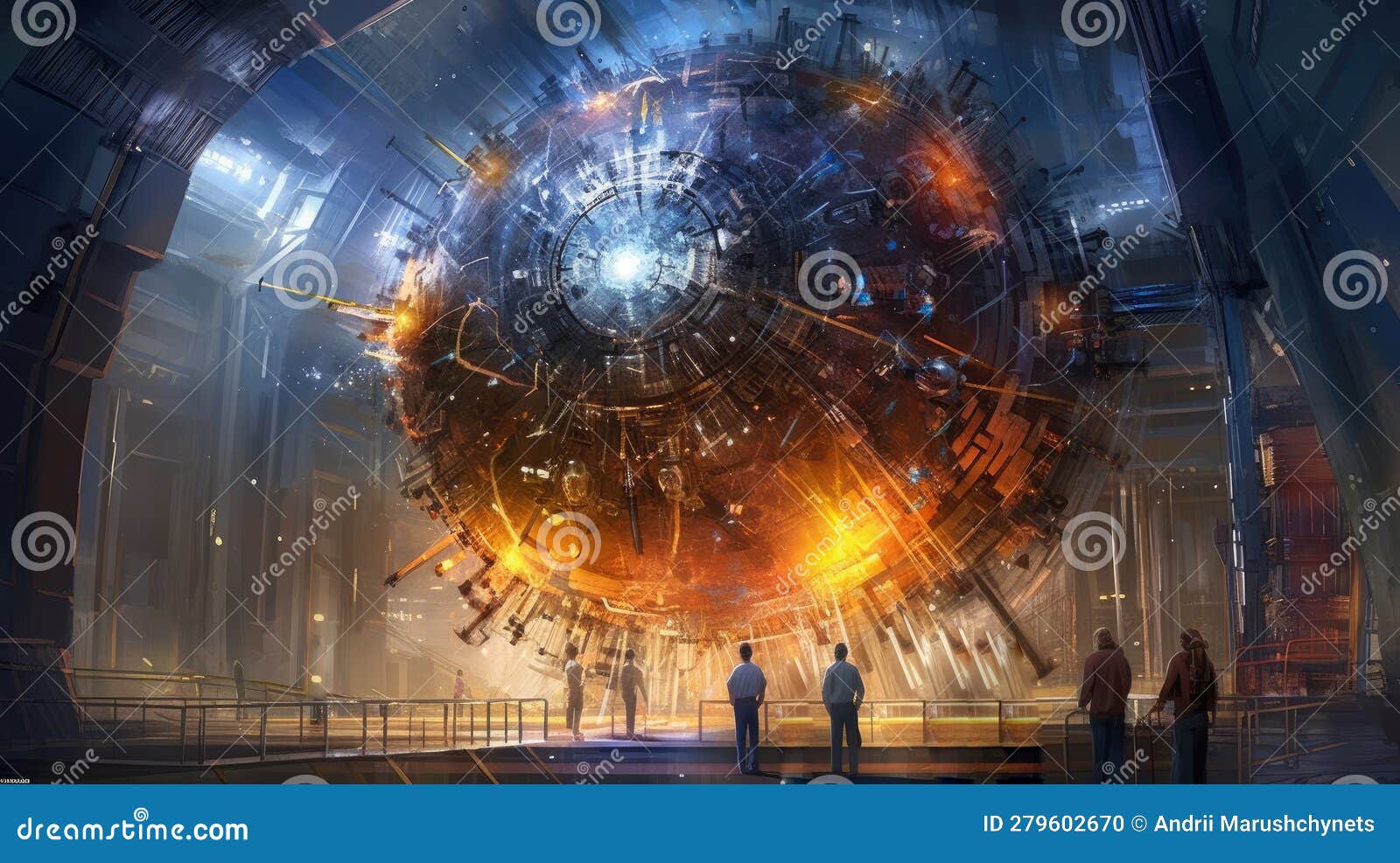 Accelerator of Elementary Particles. Large Hadron Collider Stock Illustration - Illustration of ...
