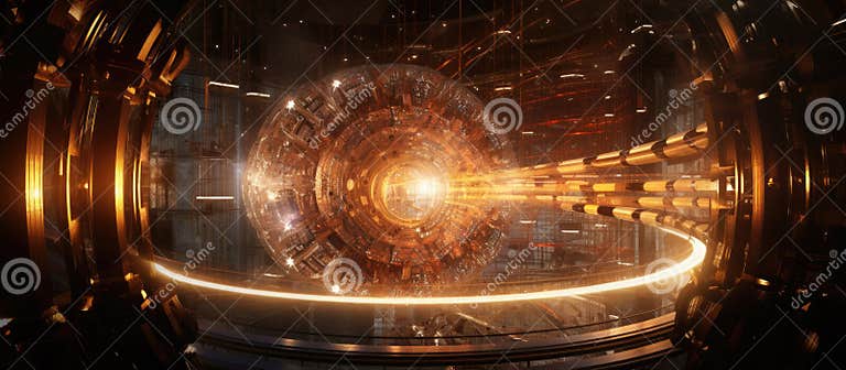 Accelerator of Elementary Particles. Large Hadron Collider Stock Illustration - Illustration of ...