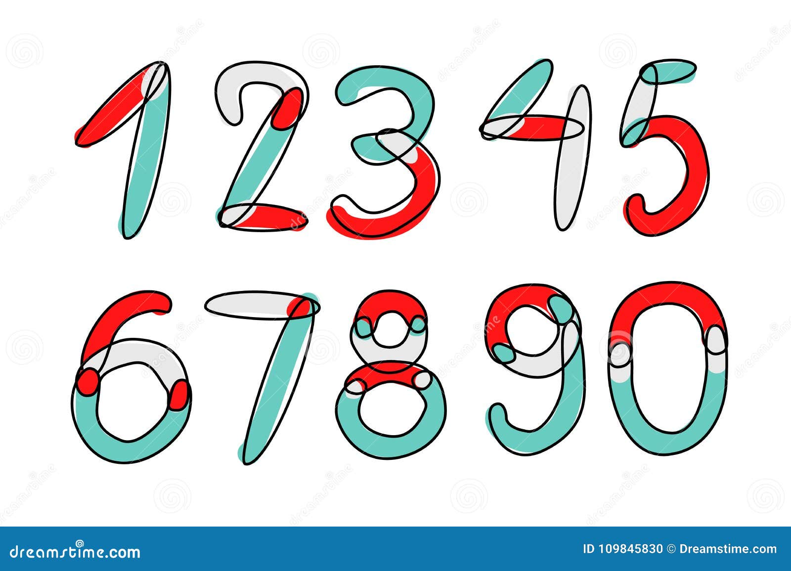 Accendent Vector Font.Child Alphabet Numbers. Stock Vector ...