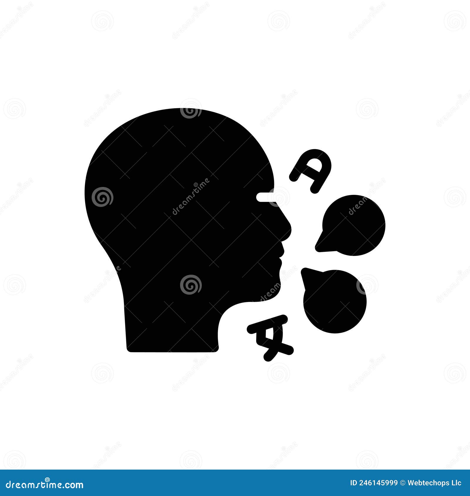 Black Solid Icon for Accent, Pronunciation and Talk Stock Vector ...