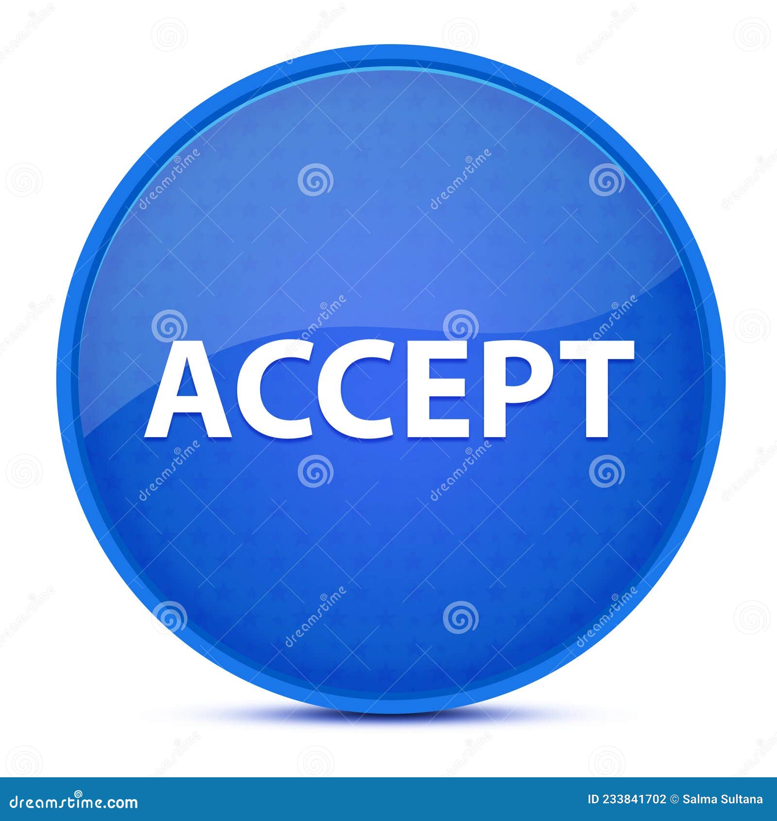 Accept Aesthetic Glossy Blue Round Button Abstract Stock Illustration ...
