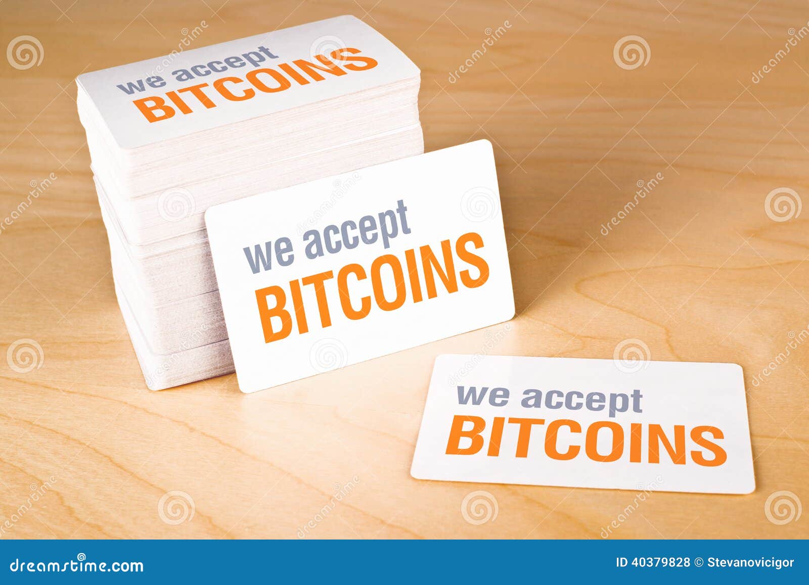 We accept bitcoins stock photo. Image of business, stack - 40379828