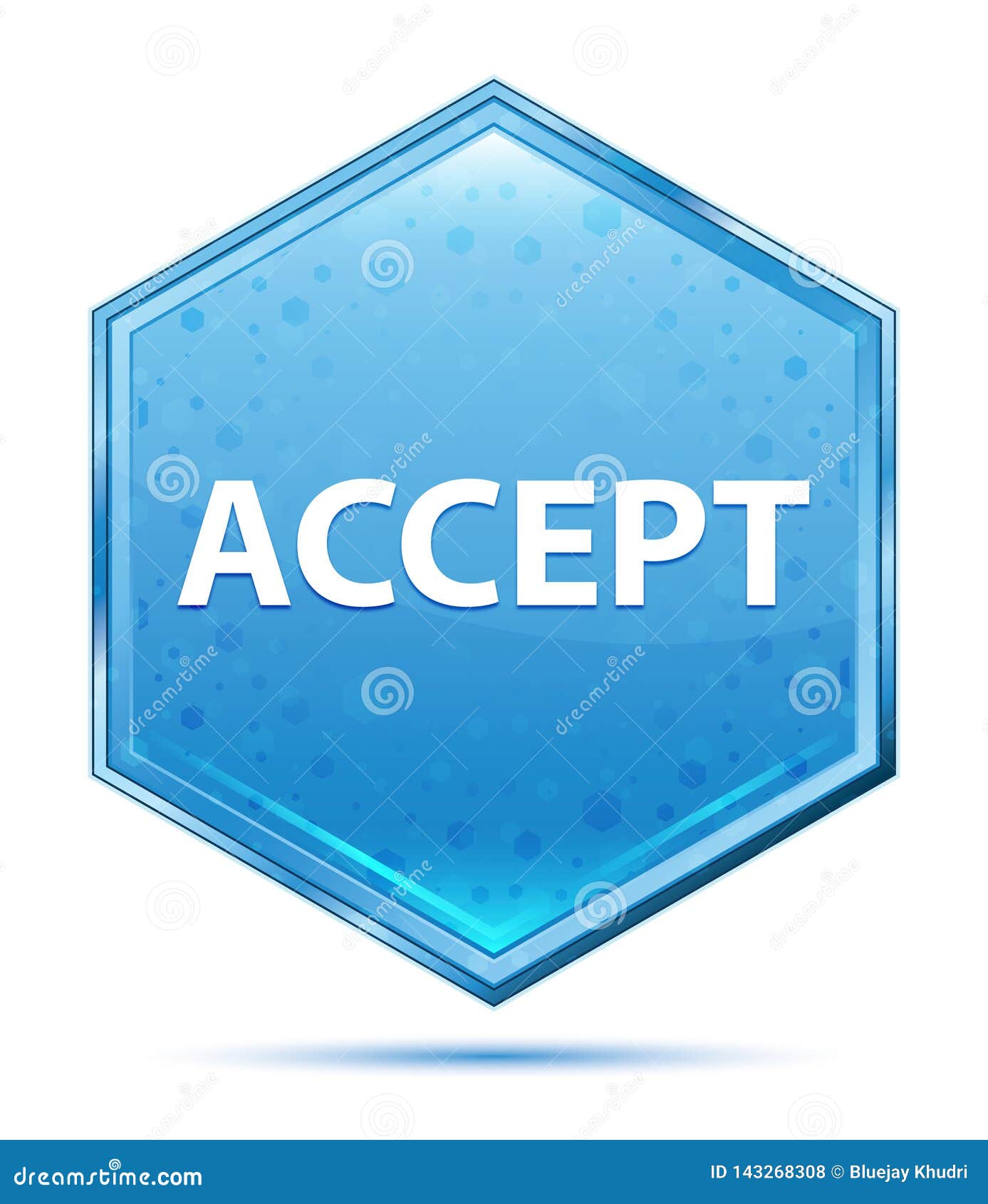 Accept Crystal Blue Hexagon Button Stock Illustration - Illustration of ...