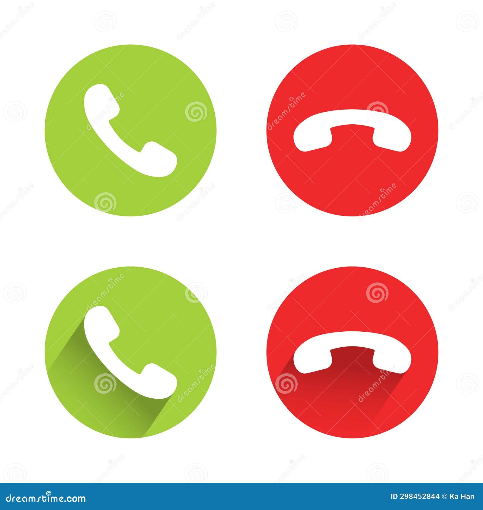 Accept and Decline Call Icon Vector in Flat Style. Answer and Reject ...