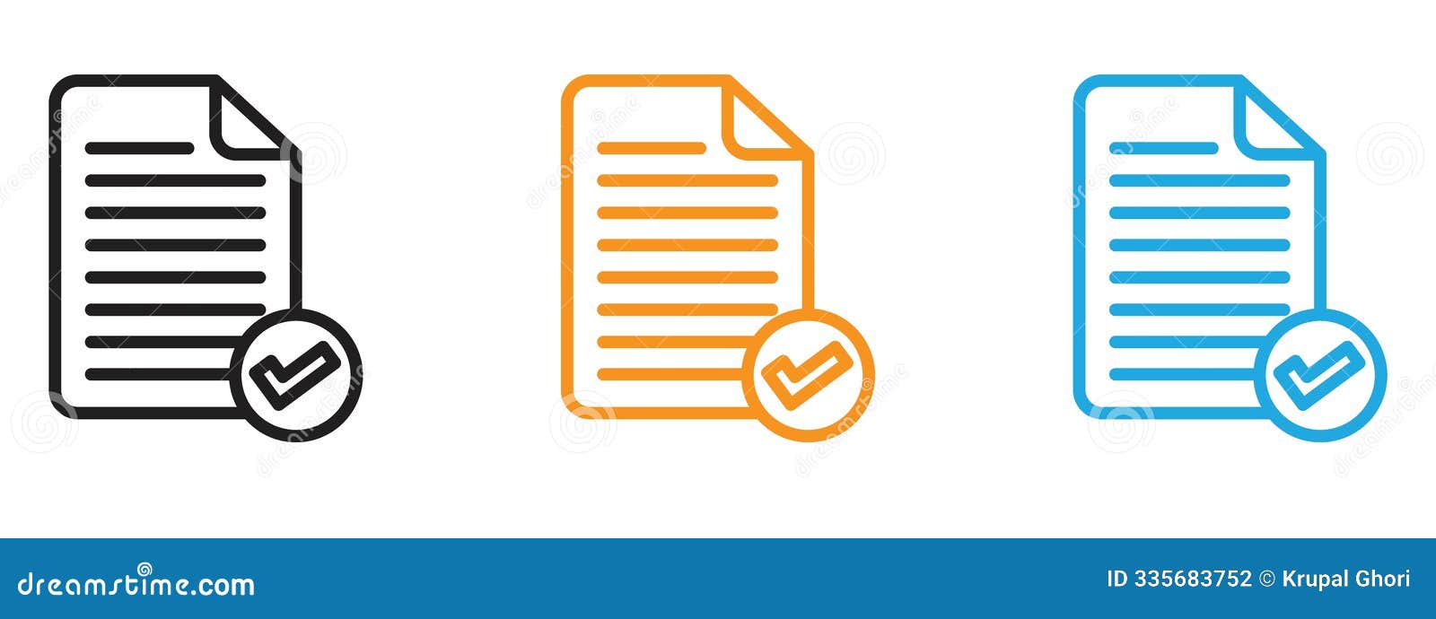 Accept Document Icon Thin Line Illustration Set Stock Vector ...