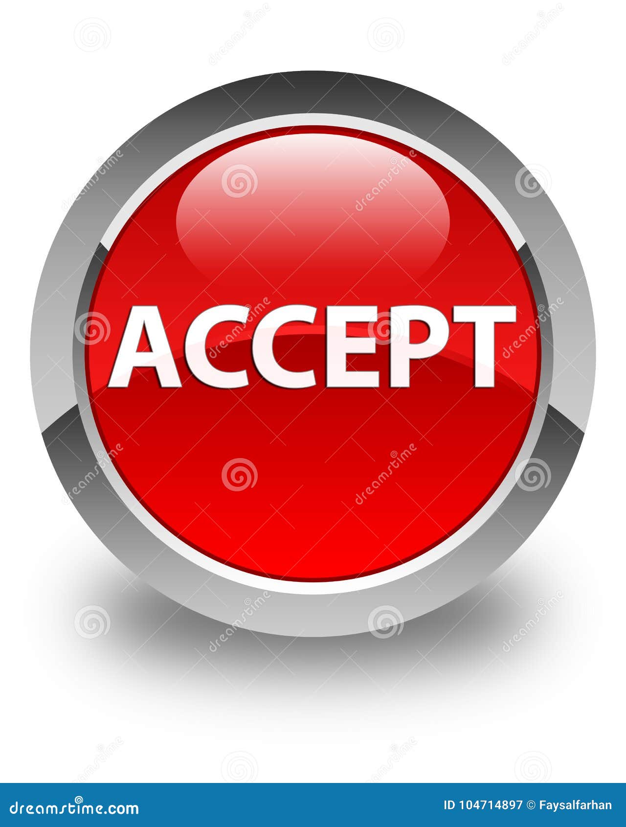 Accept Glossy Red Round Button Stock Illustration - Illustration of ...