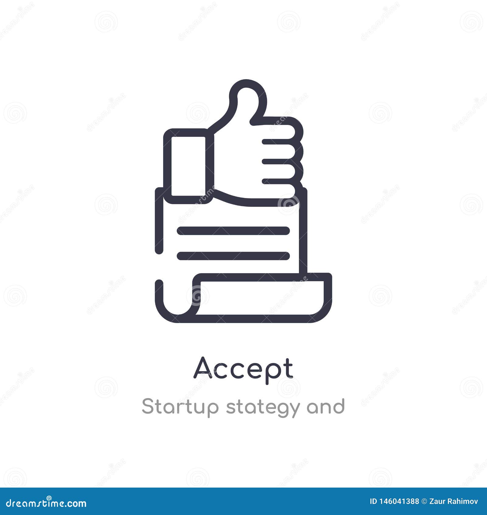 Accept Outline Icon. Isolated Line Vector Illustration from Startup ...