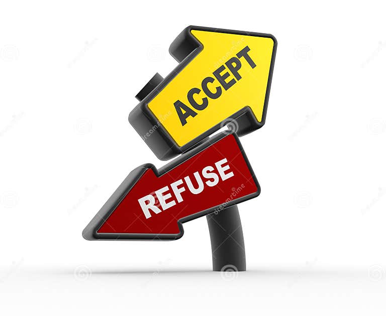 Accept or refuse stock illustration. Illustration of guidepost - 46964536