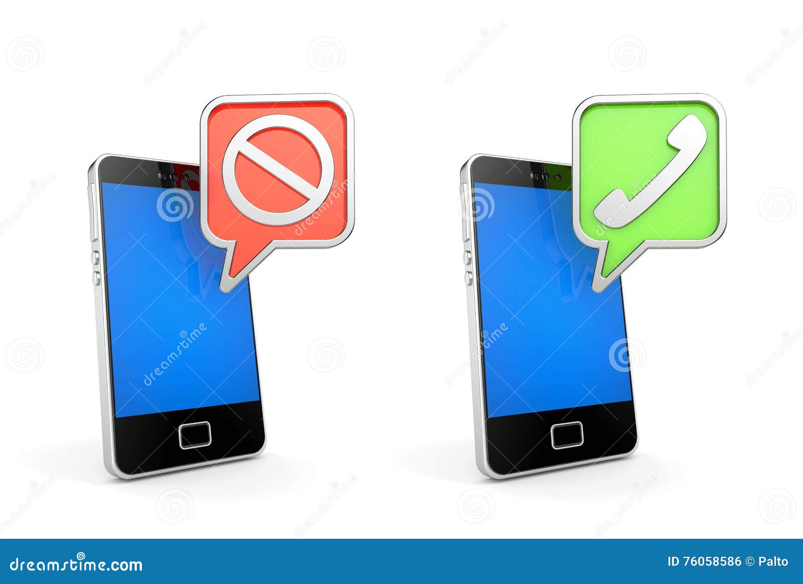 Accept and Reject. Mobile Phones with Signs Stock Illustration ...