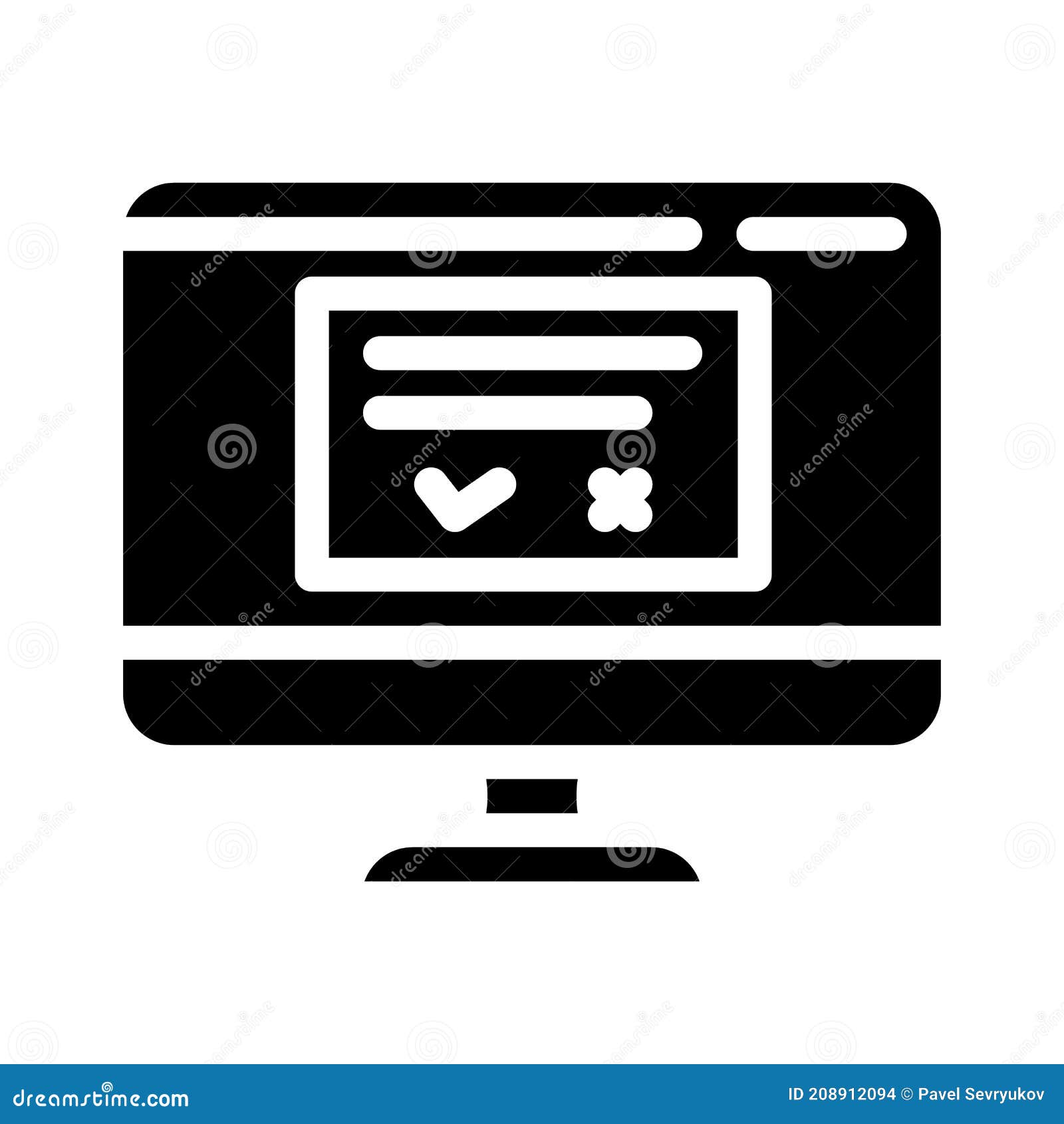 Accept or Reject Request of Operating System Glyph Icon Vector ...