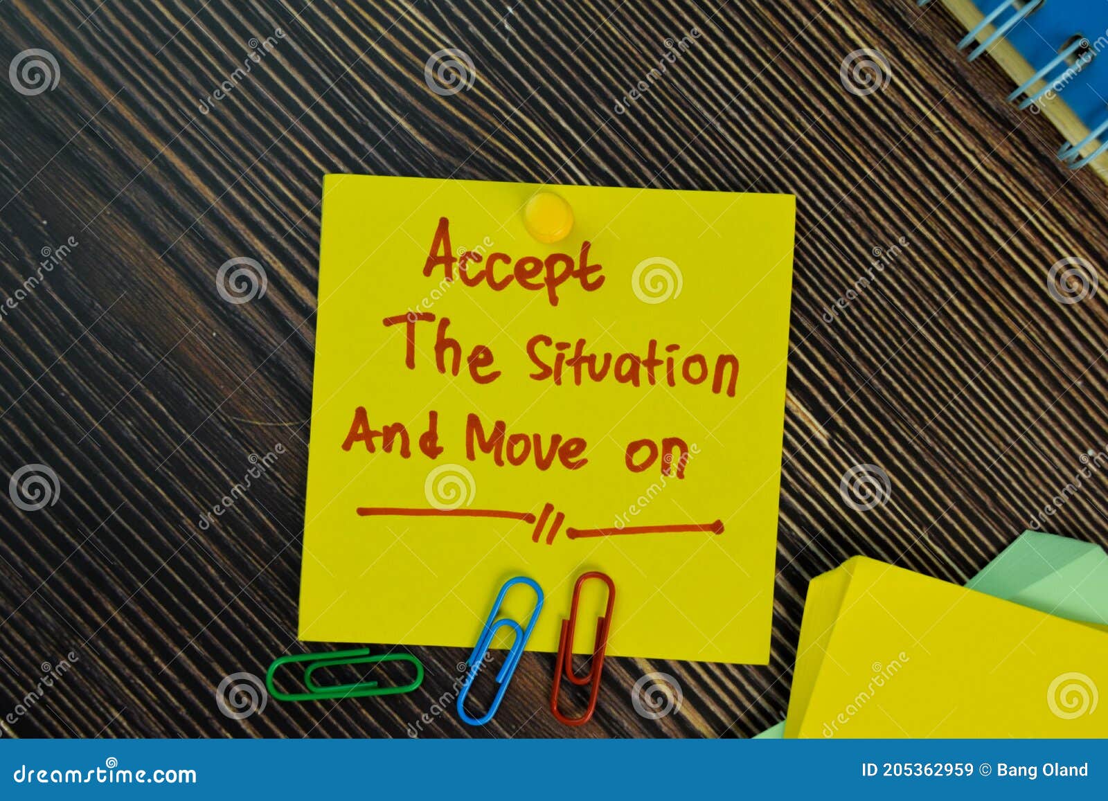 Accept the Situation and Move on Write on Sticky Notes Isolated on ...