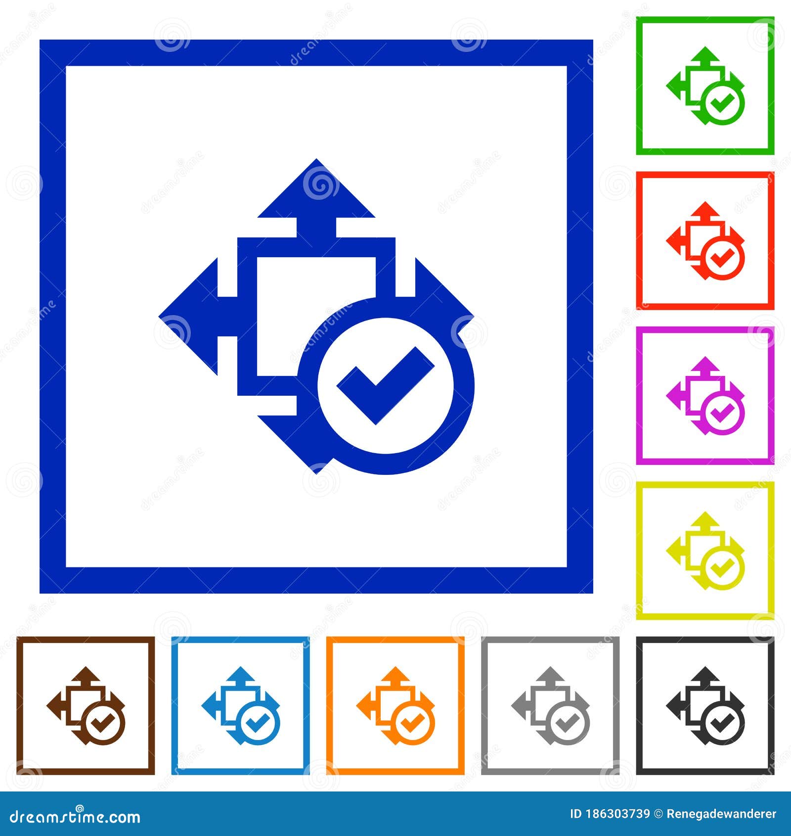 Accept Size Engraved Icons On Edged Square Buttons Cartoon Vector ...