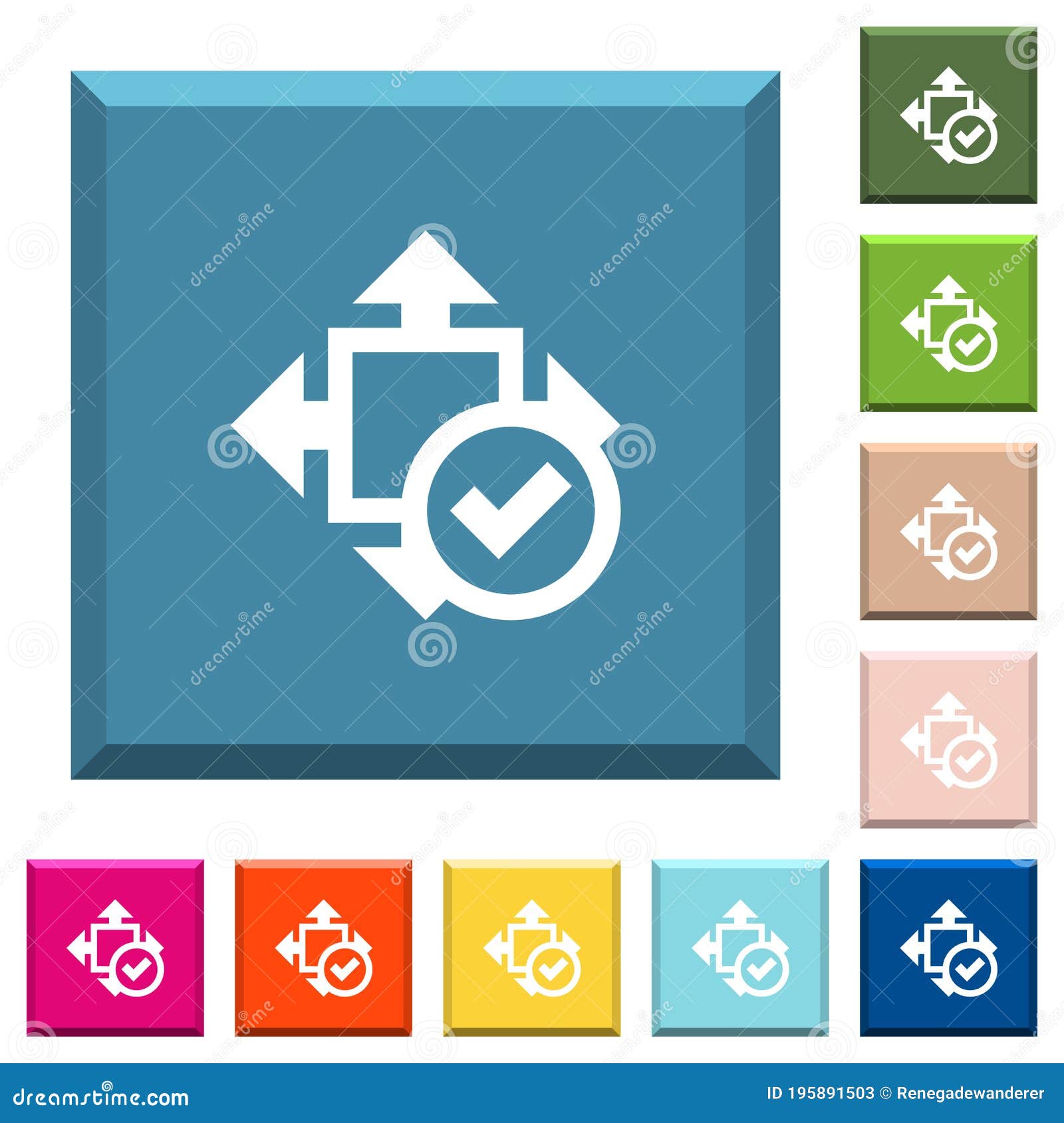 Accept Size Engraved Icons On Edged Square Buttons Cartoon Vector ...