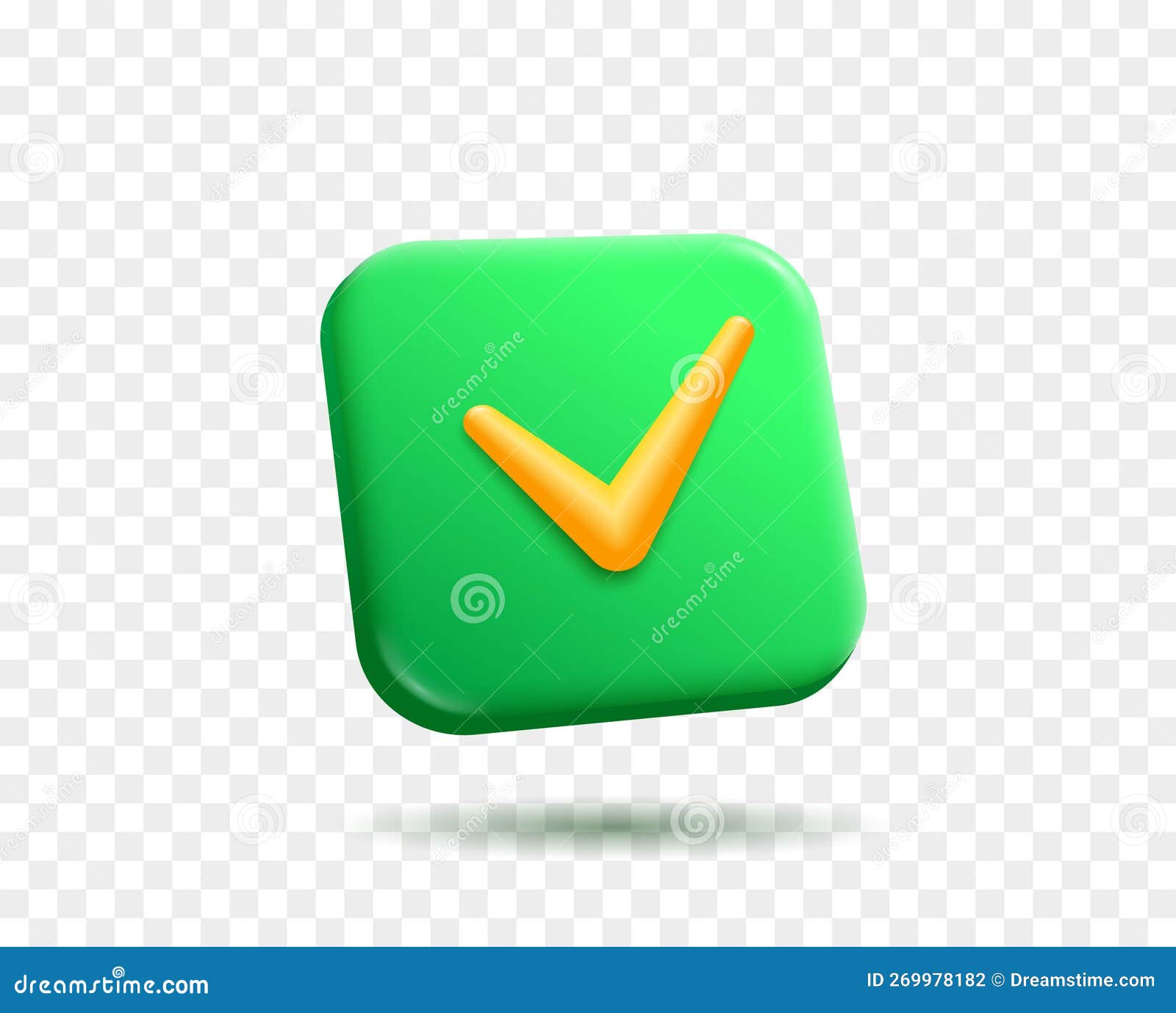 Accept Tick Check Mark Vector 3d Render Button. Green Gradient App Icon ...