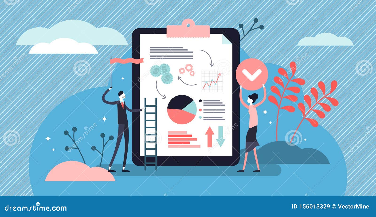 Positive Contract Vector Illustration On Paper Form Symbol With Pencil ...