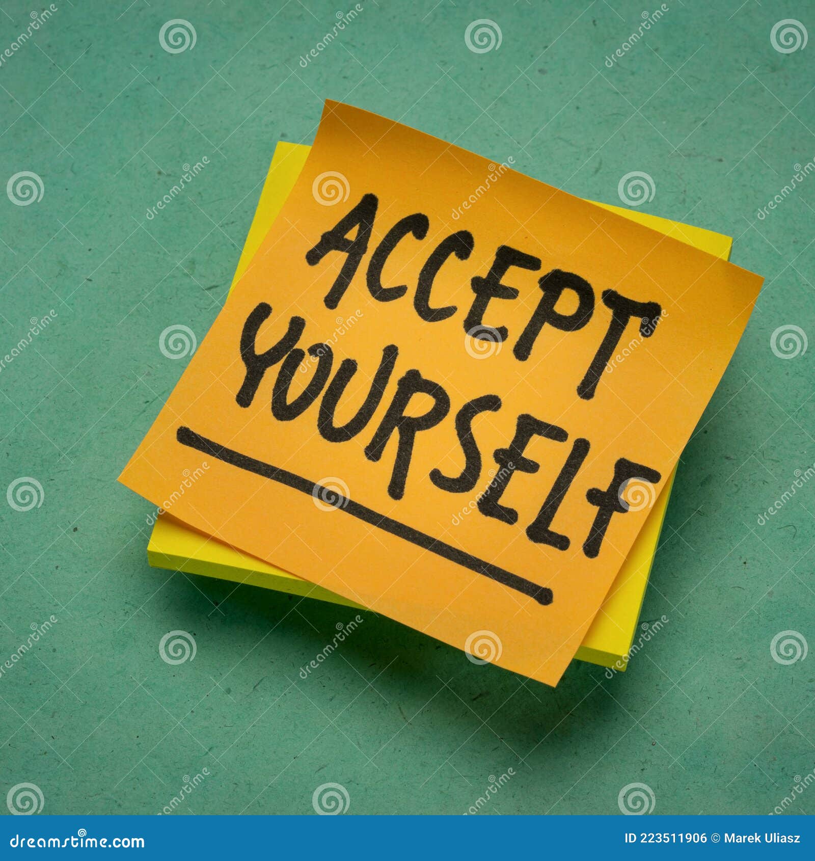 Accept Yourself - Inspirational Reminder Note Stock Photo - Image of ...
