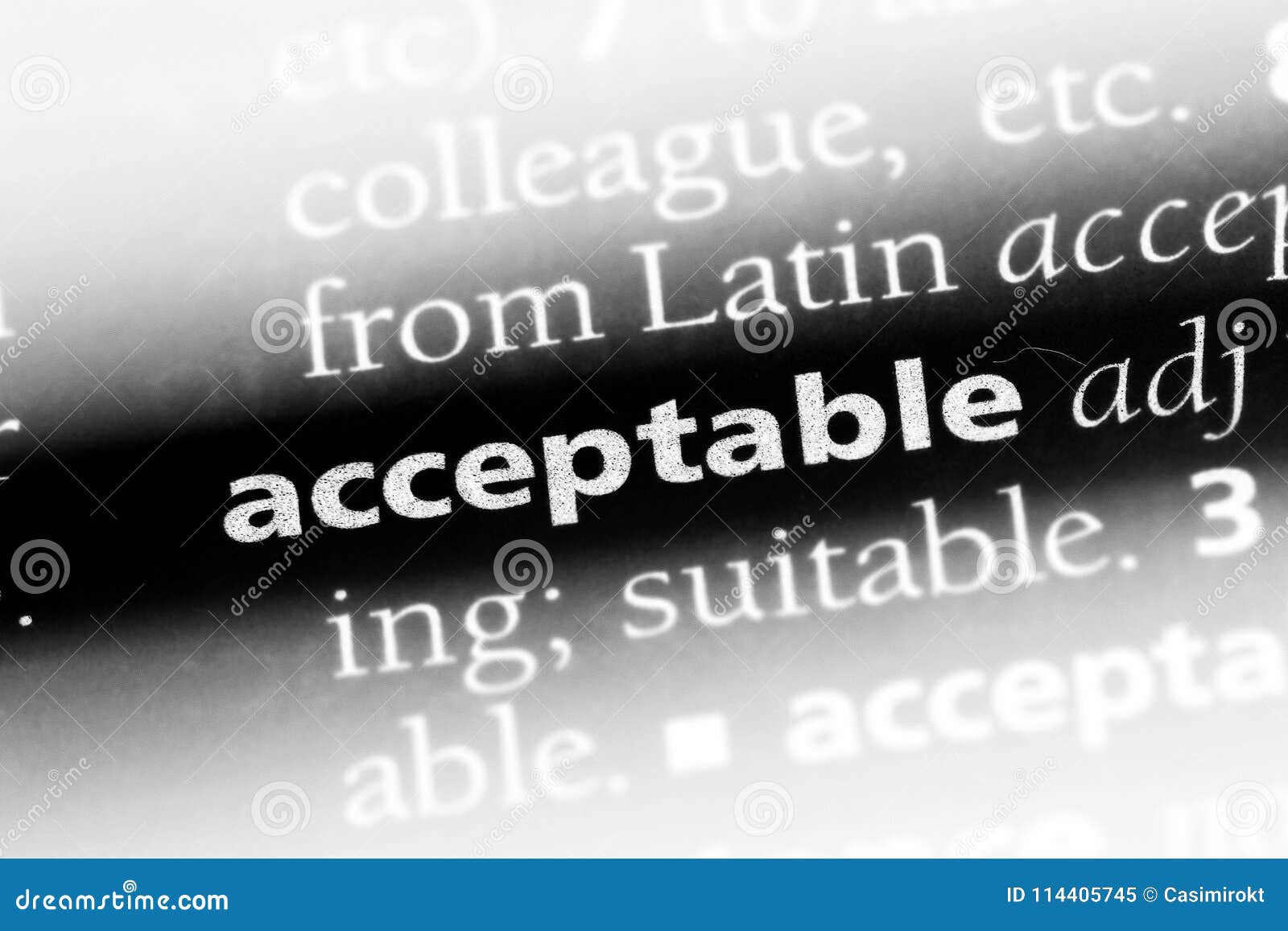 Acceptable stock image. Image of definition, printed - 114405745