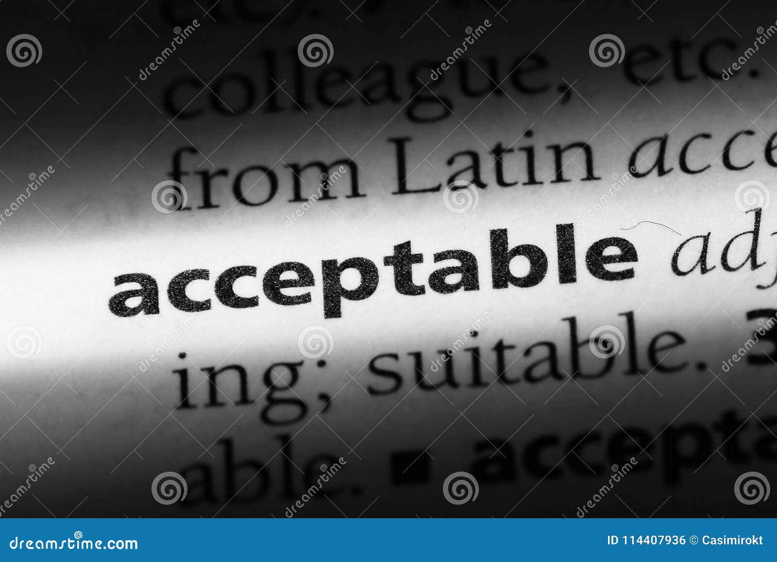 Acceptable stock photo. Image of concept, isolated, dictionary - 114407936
