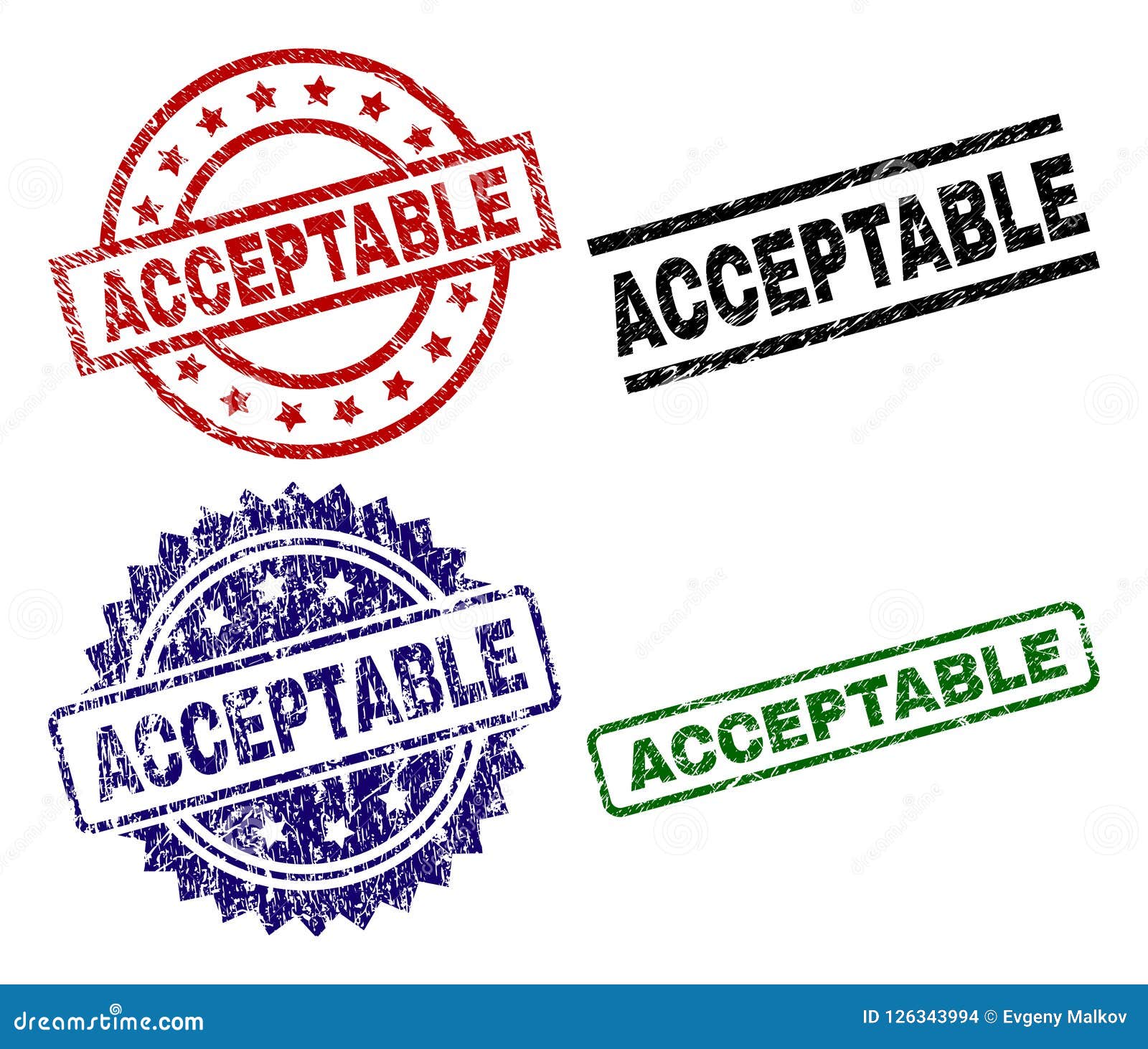 Damaged Textured ACCEPTABLE Seal Stamps Stock Vector - Illustration of ...