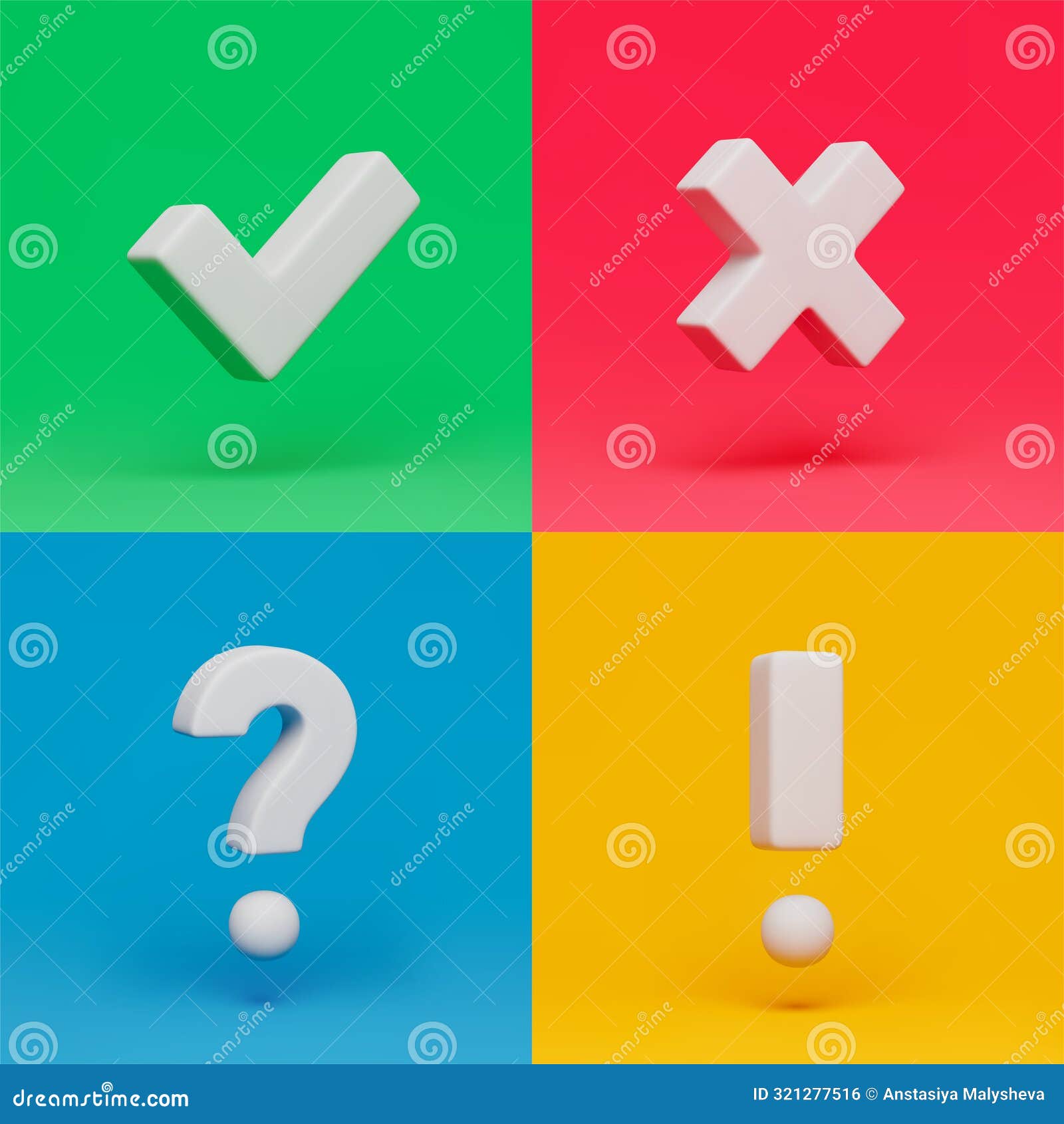 Acceptance, Rejection, Question and Attention Rotating Check Marks Set ...