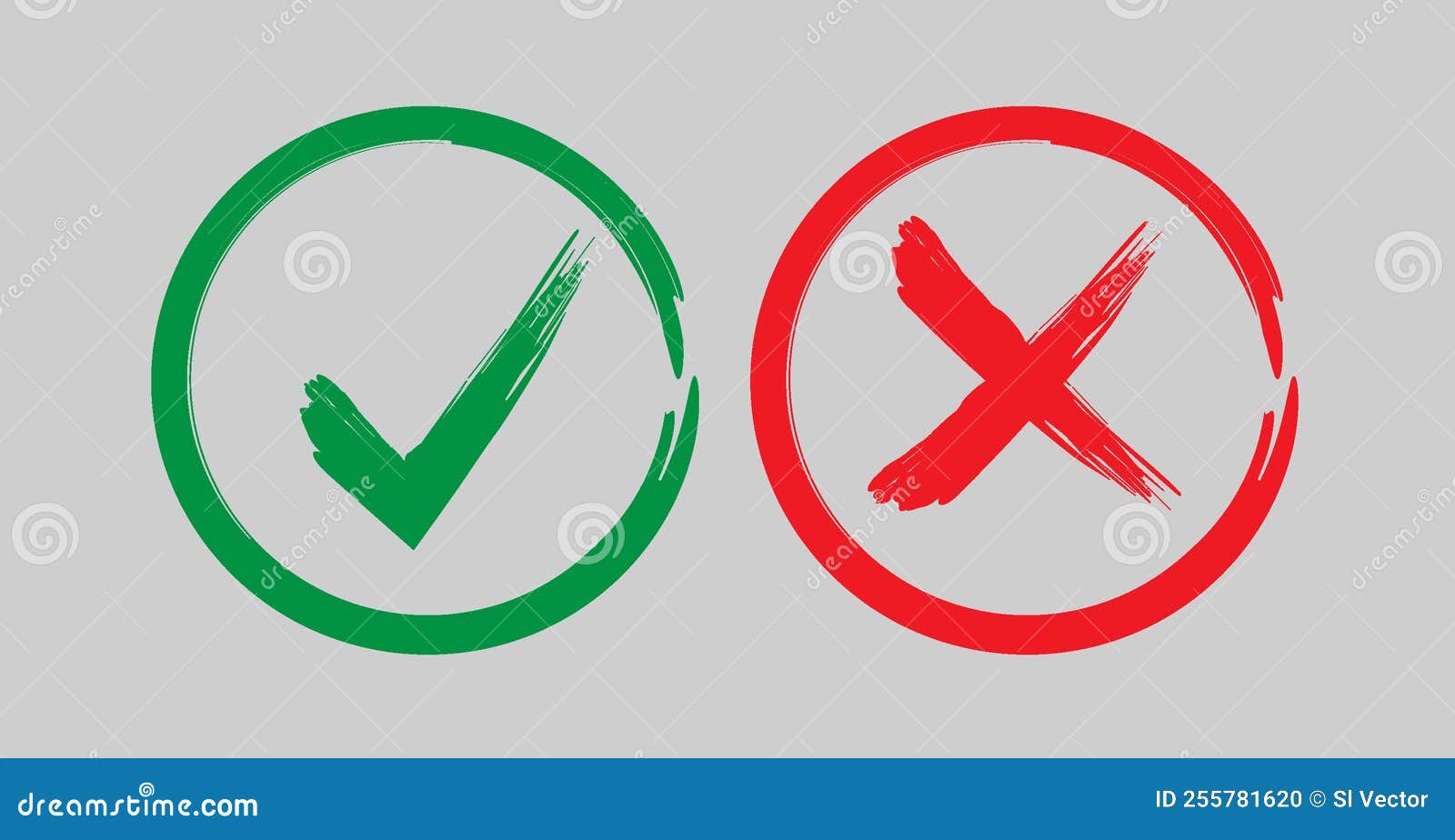 Acceptance and Rejection Symbol Vector, Circle Brush Stroke Borders ...