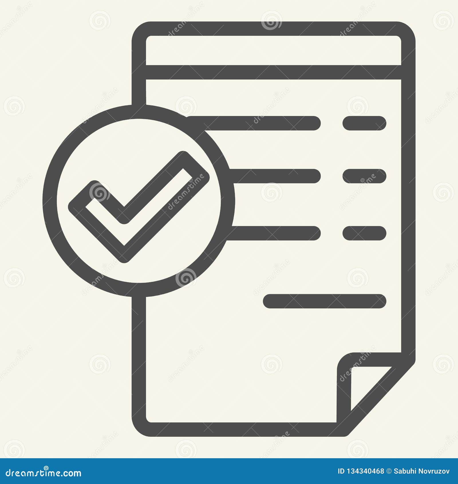 Accepted Document Line Icon. Valid Document Vector Illustration ...