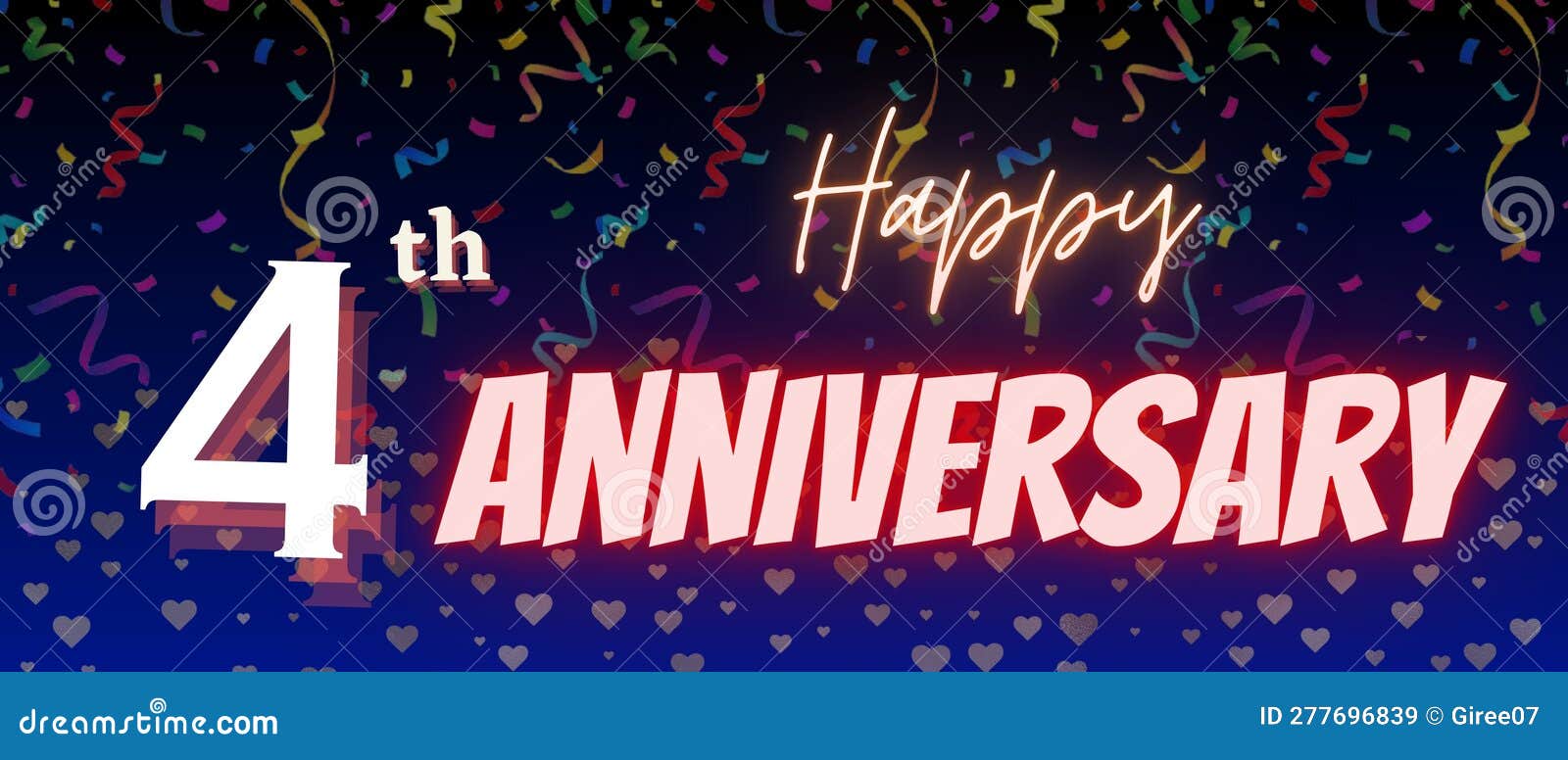 4 Th or Fourth Anniversary Banner with Neon Text. Stock Image - Image of stage, logo: 277696839