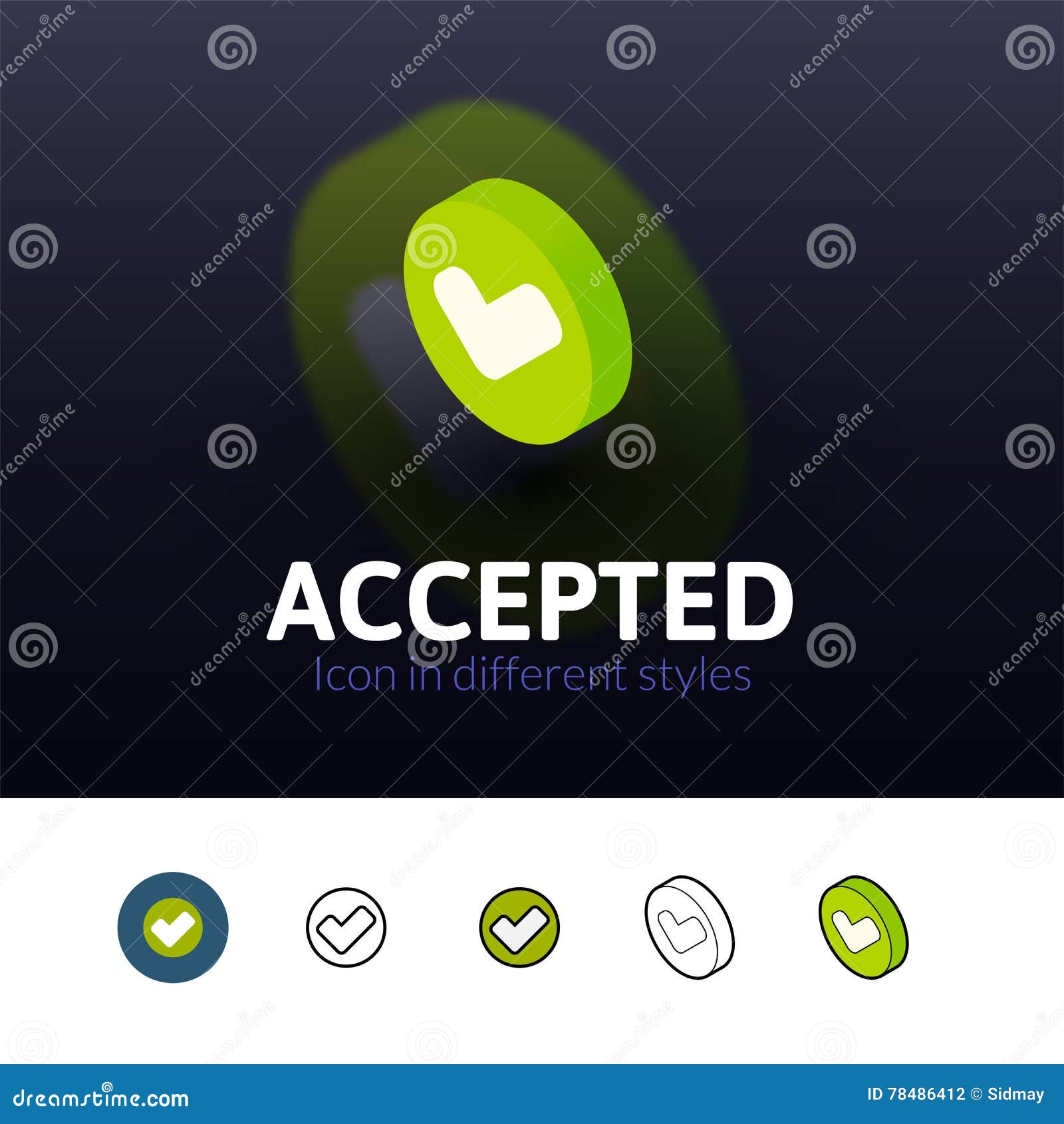 Accepted Icon in Different Style Stock Vector - Illustration of choice ...