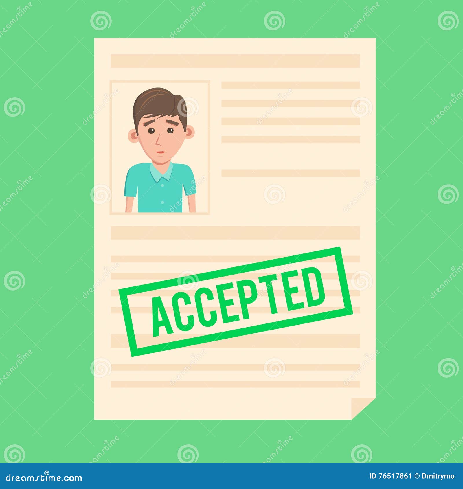 Accepted Paper Document. Cartoon Vector Illustration Stock Vector ...