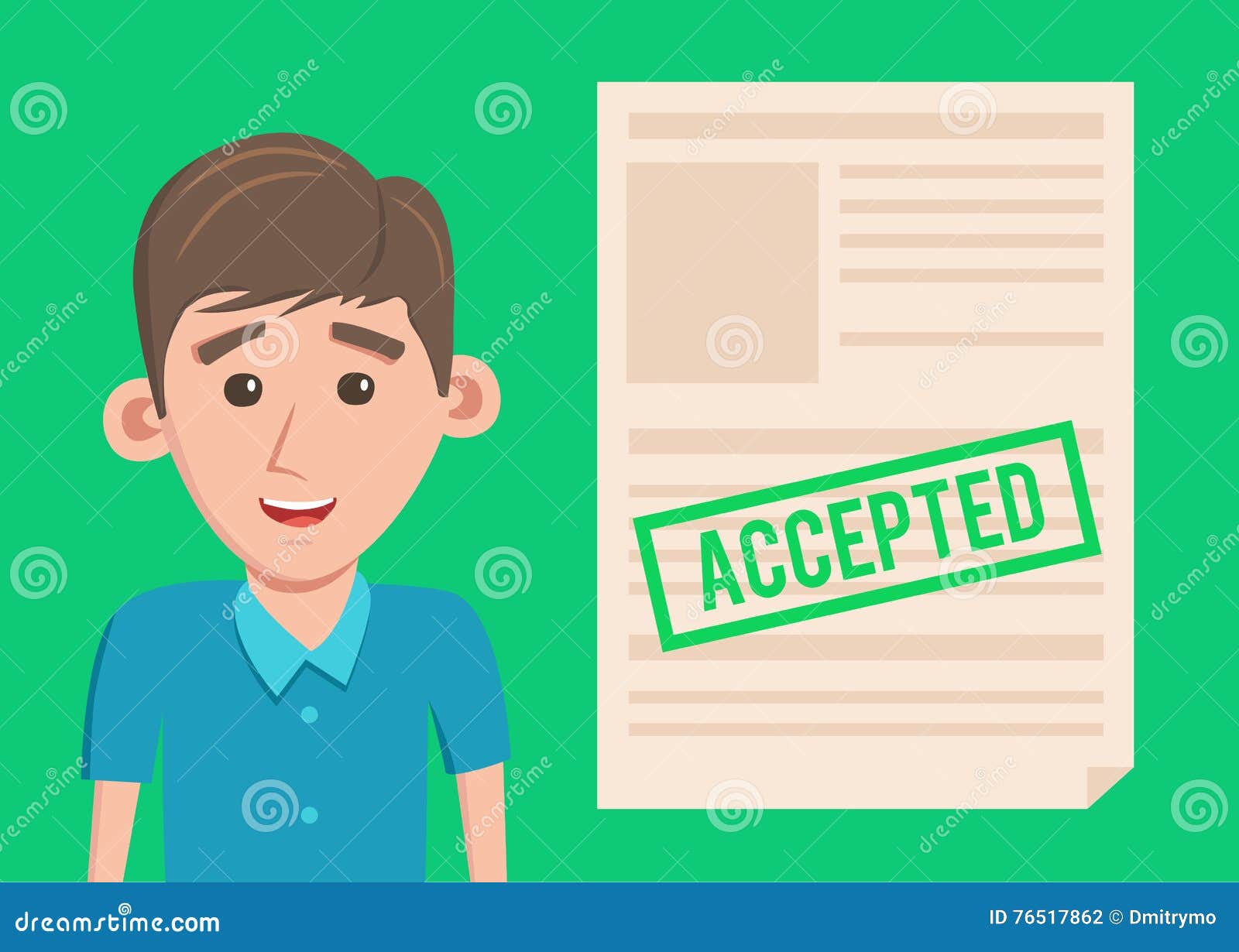 Accepted Paper Document. Cartoon Vector Illustration Stock Vector ...