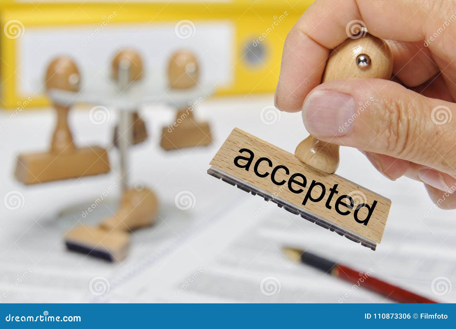 Accepted Printed on Rubber Stamp Stock Photo - Image of certify ...