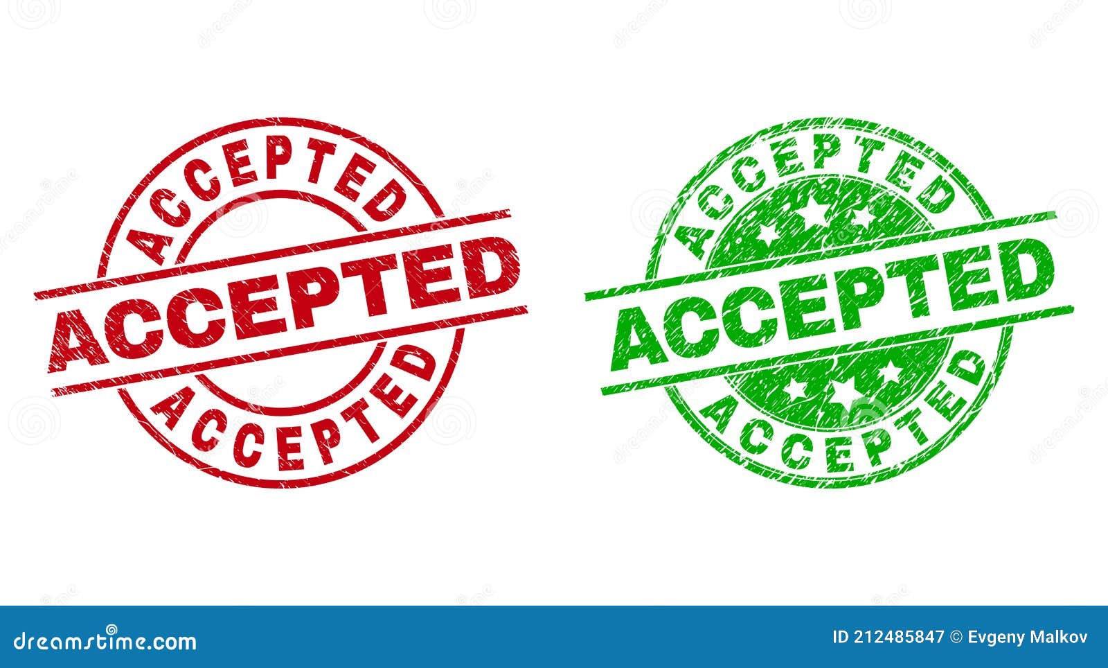 ACCEPTED Round Stamps with Corroded Texture Stock Vector - Illustration ...