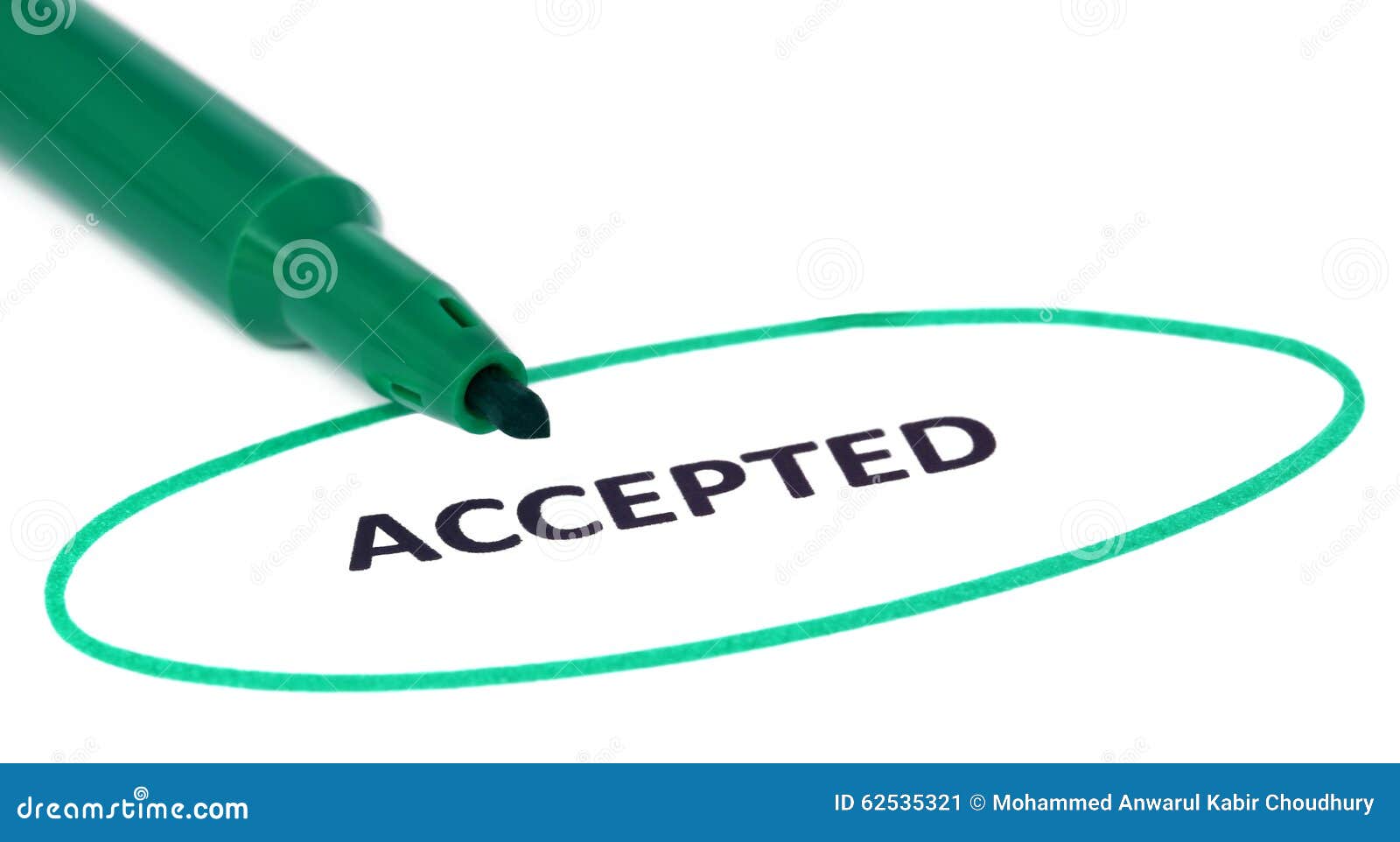 ACCEPTED Written in a White Paper Stock Image - Image of circle, right ...