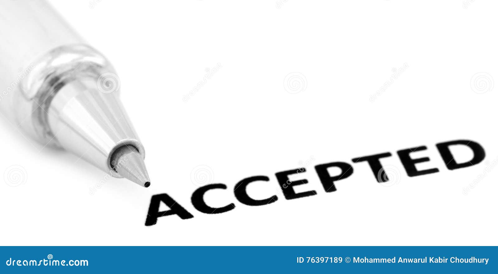 ACCEPTED Written in a White Paper Stock Image - Image of right, green ...