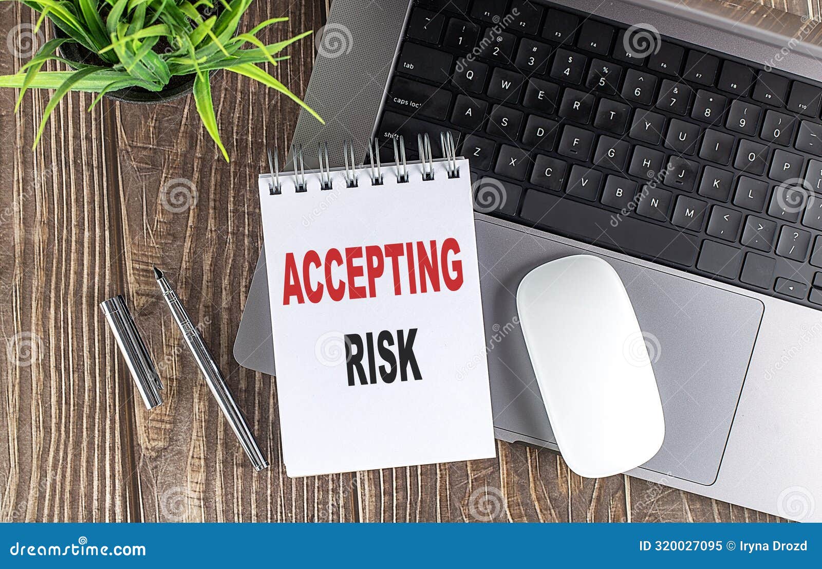 ACCEPTING RISK Text on Notebook with Laptop, Mouse and Pen Stock Image ...