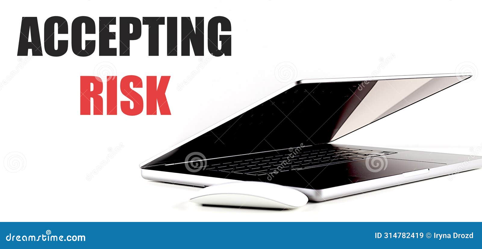 ACCEPTING RISK Text on White Background with Laptop and Mouse Stock ...