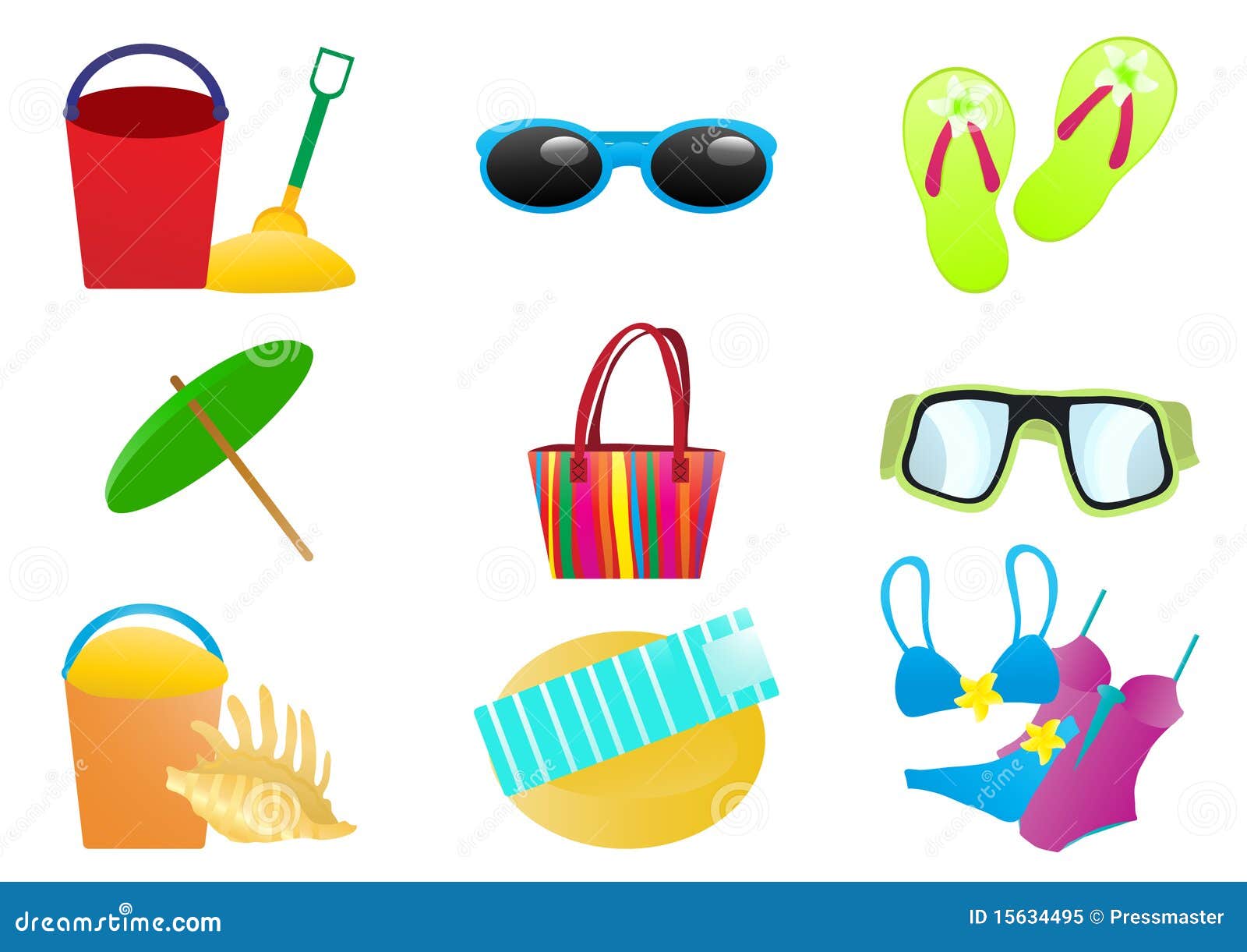 Accesorios de la playa stock de ilustración. Ilustración de acortar ...