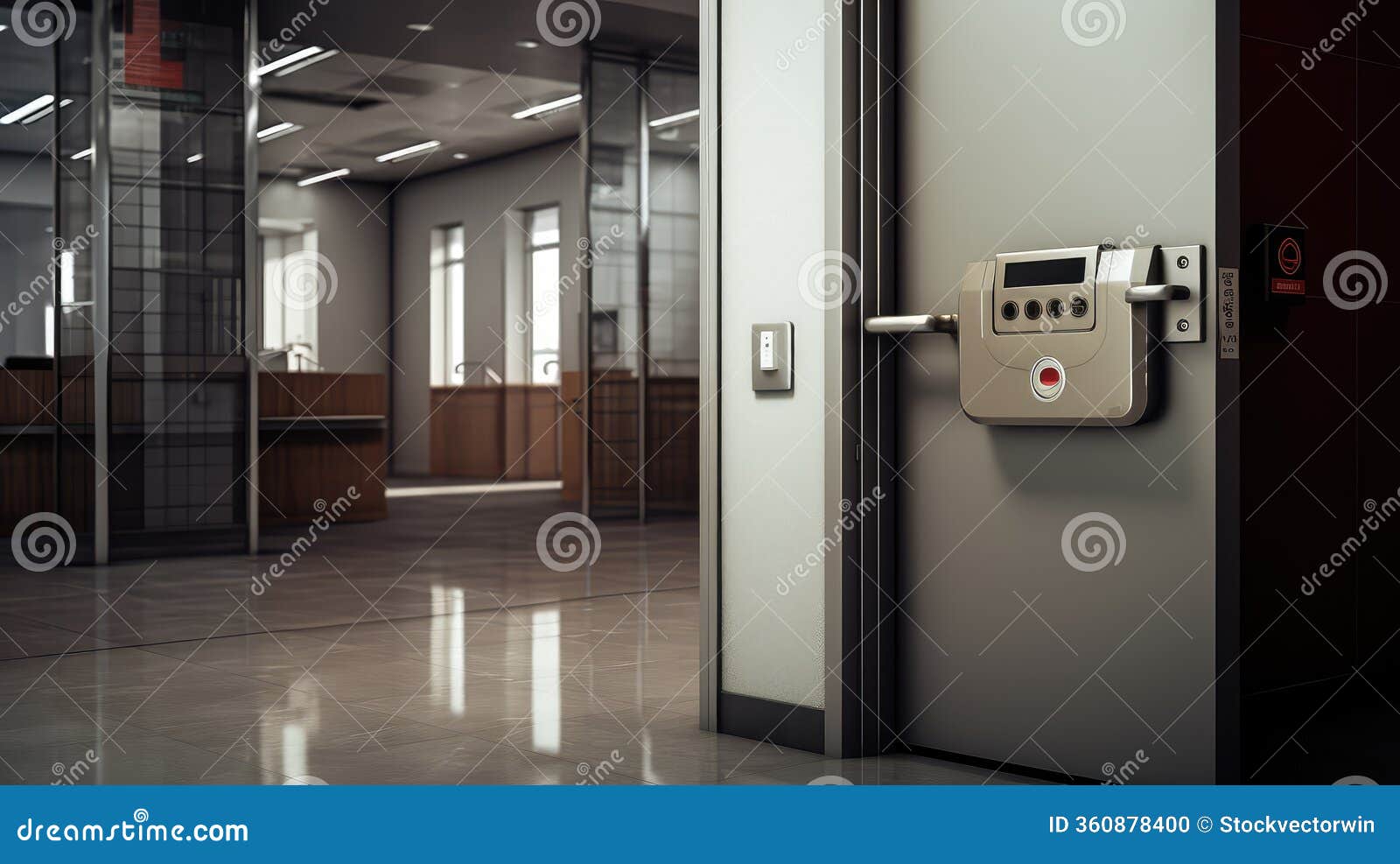 Access closed office doors stock illustration. Illustration of safety ...
