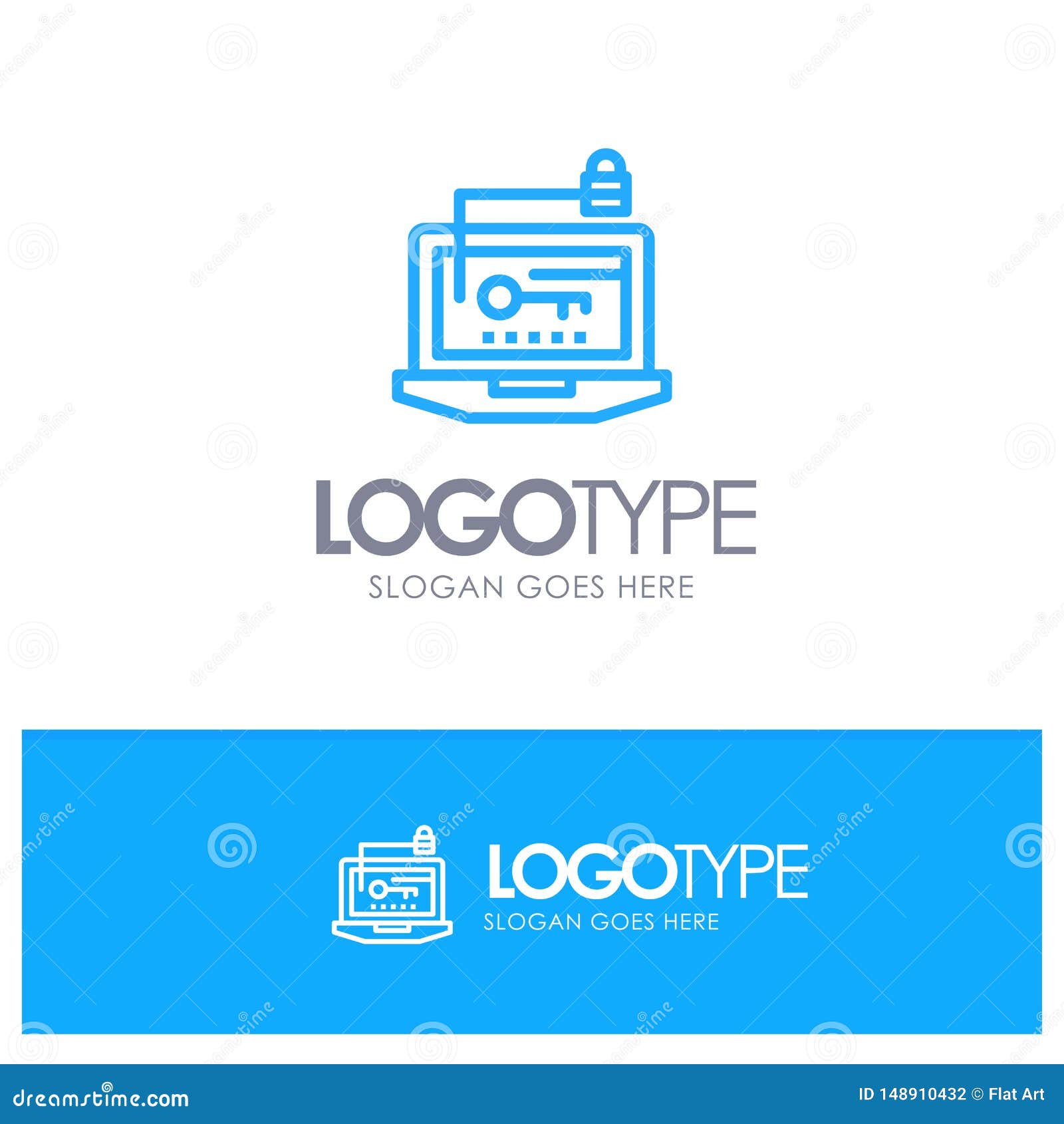 Access, Computer, Hardware, Key, Laptop Blue OutLine Logo with Place ...