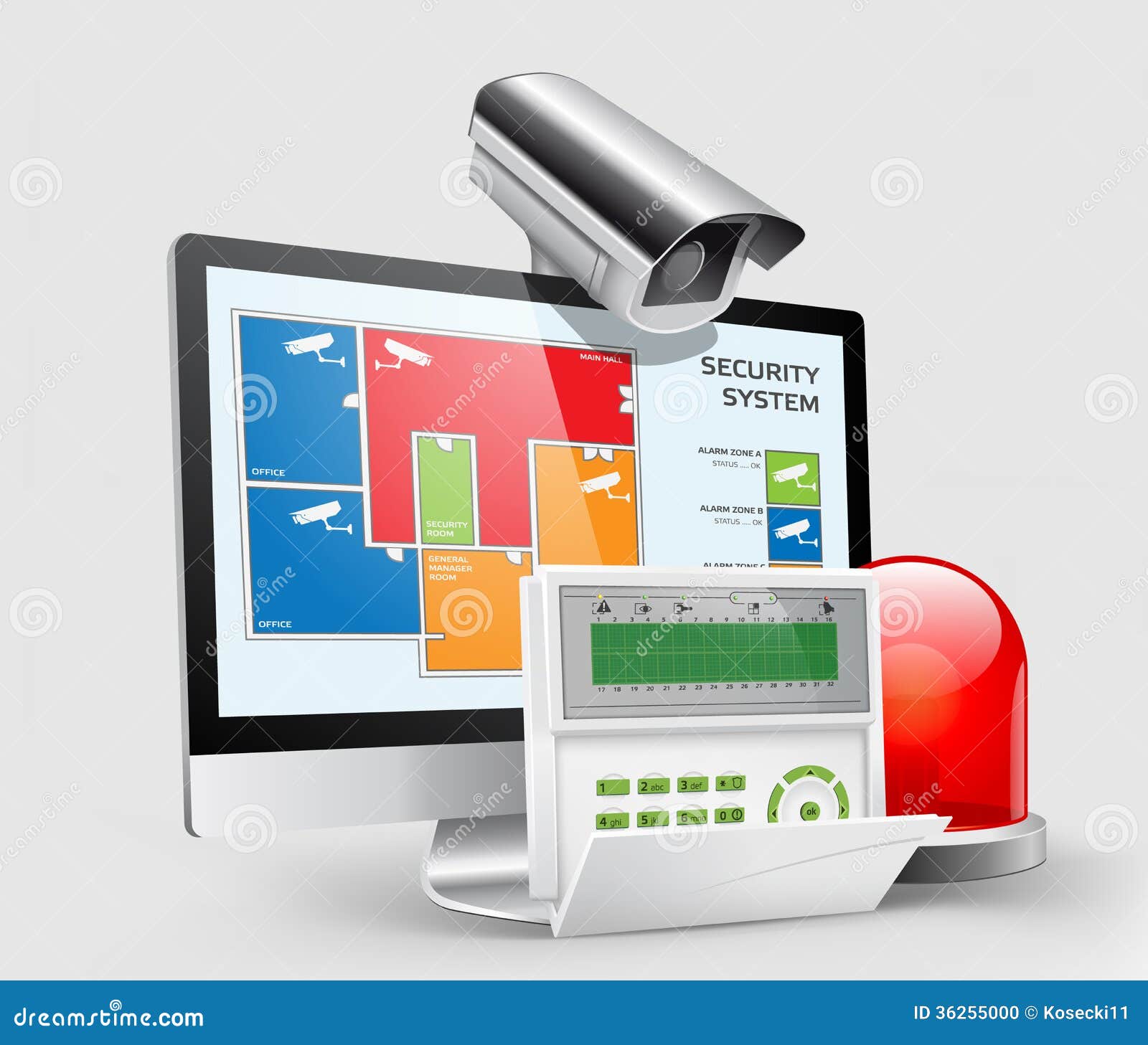 Access Control - Alarm Zones 1 Stock Vector - Illustration of police ...