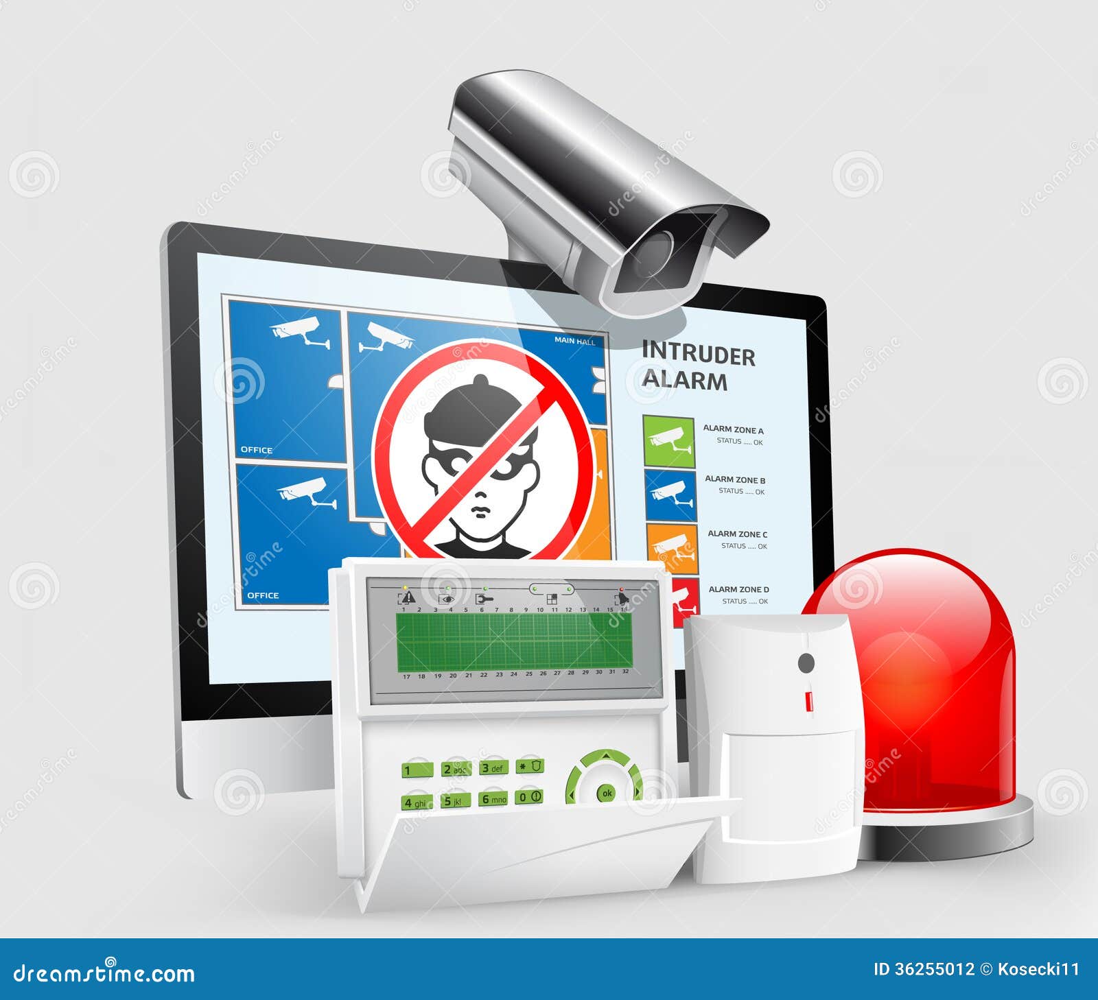 Access Control - Alarm Zones 3 Stock Vector - Illustration of dangerous ...