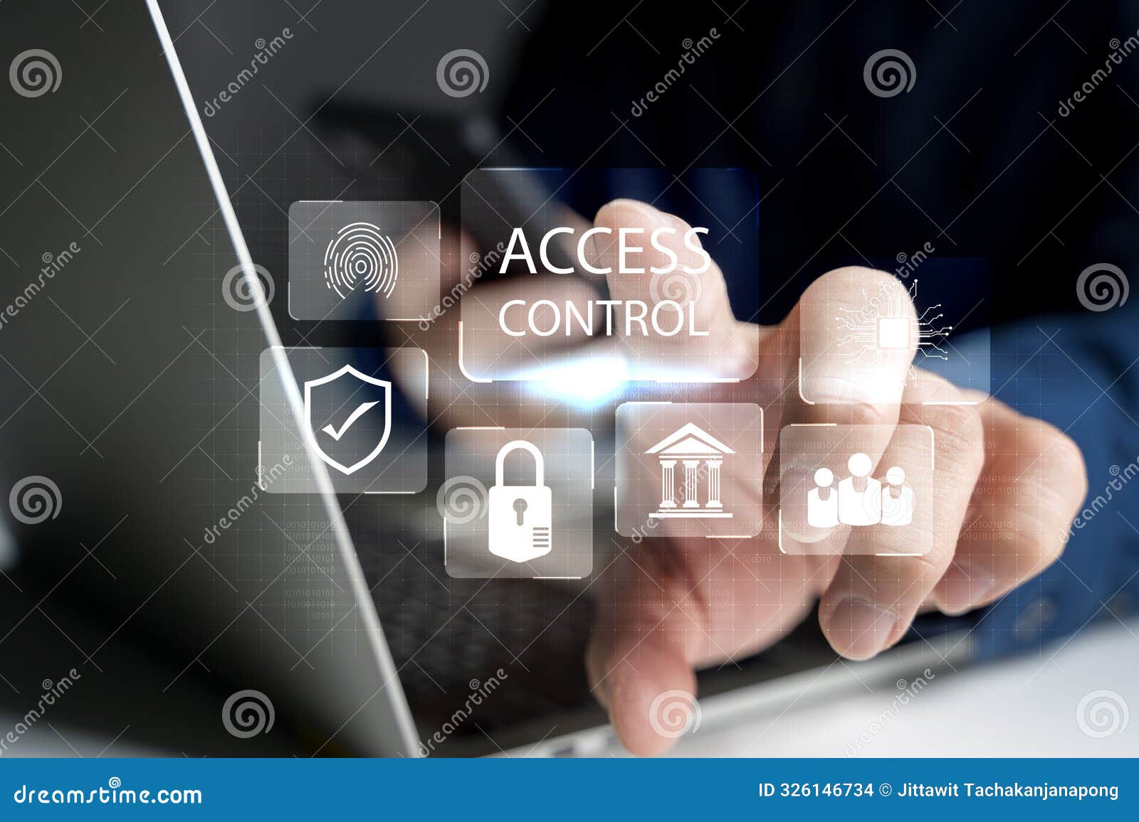 Access Control Concept. Businessman Using Mobile Smartphone with ...