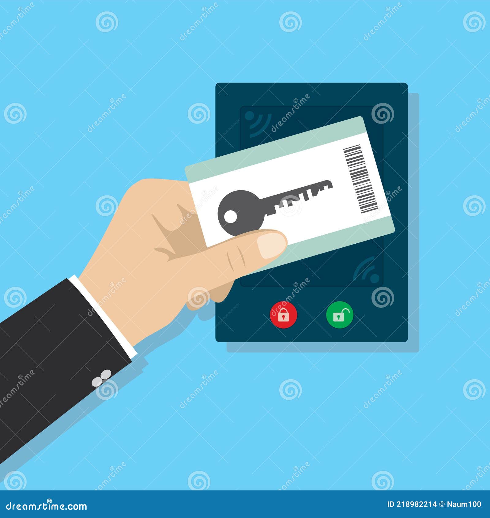 Access Control. Man Hand Holding Plastic Key Card Stock Vector ...