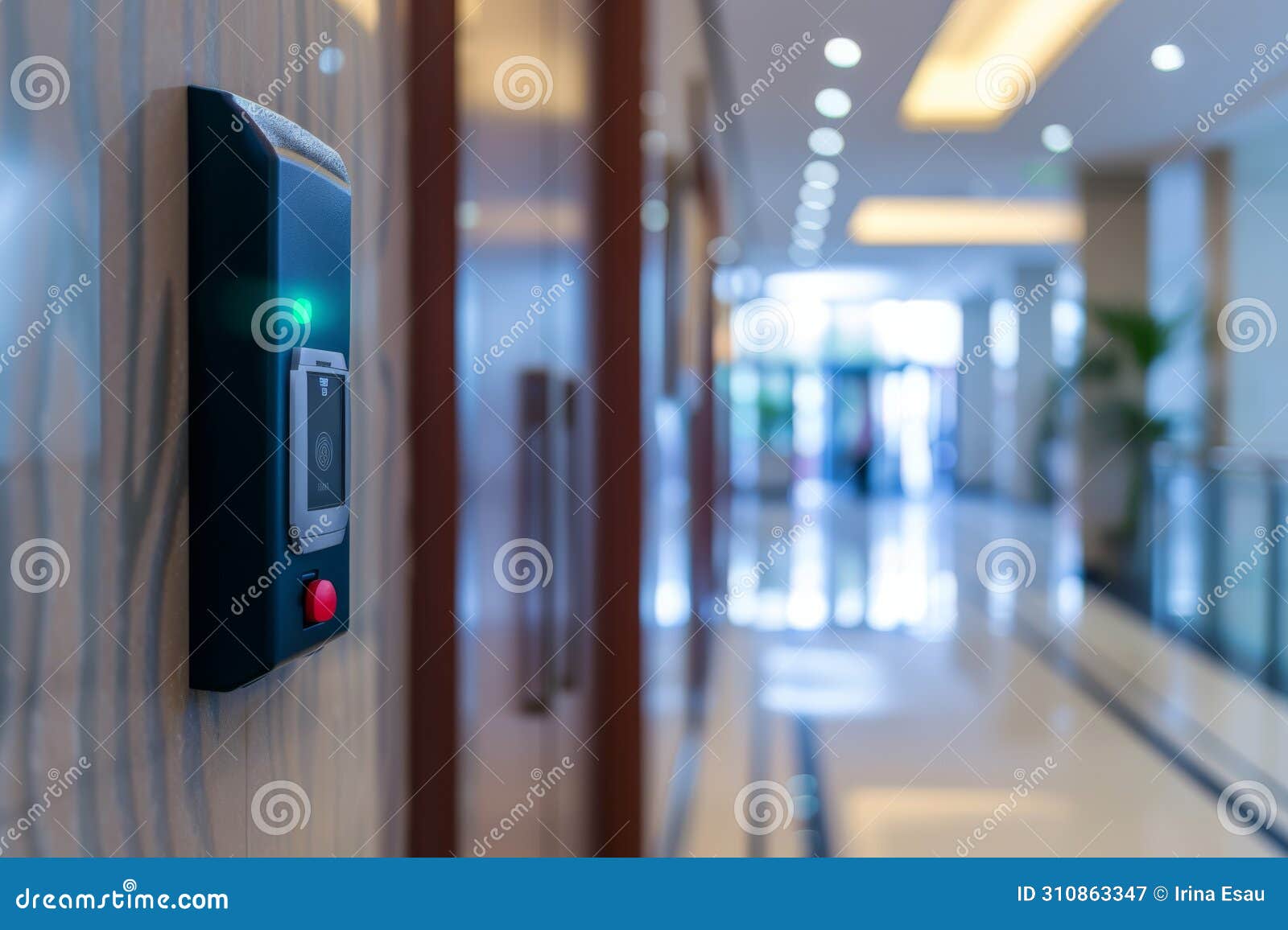 Access Control System on the Office Corridor Wall. Stock Image - Image ...