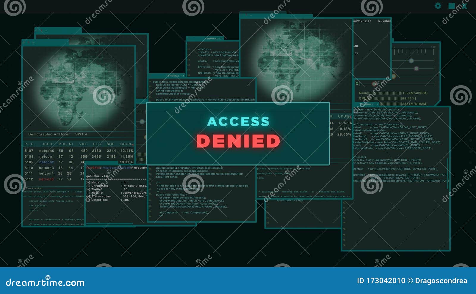 Access Denied - HUD or Vitual Interface of Hacker Trying To Hack a ...