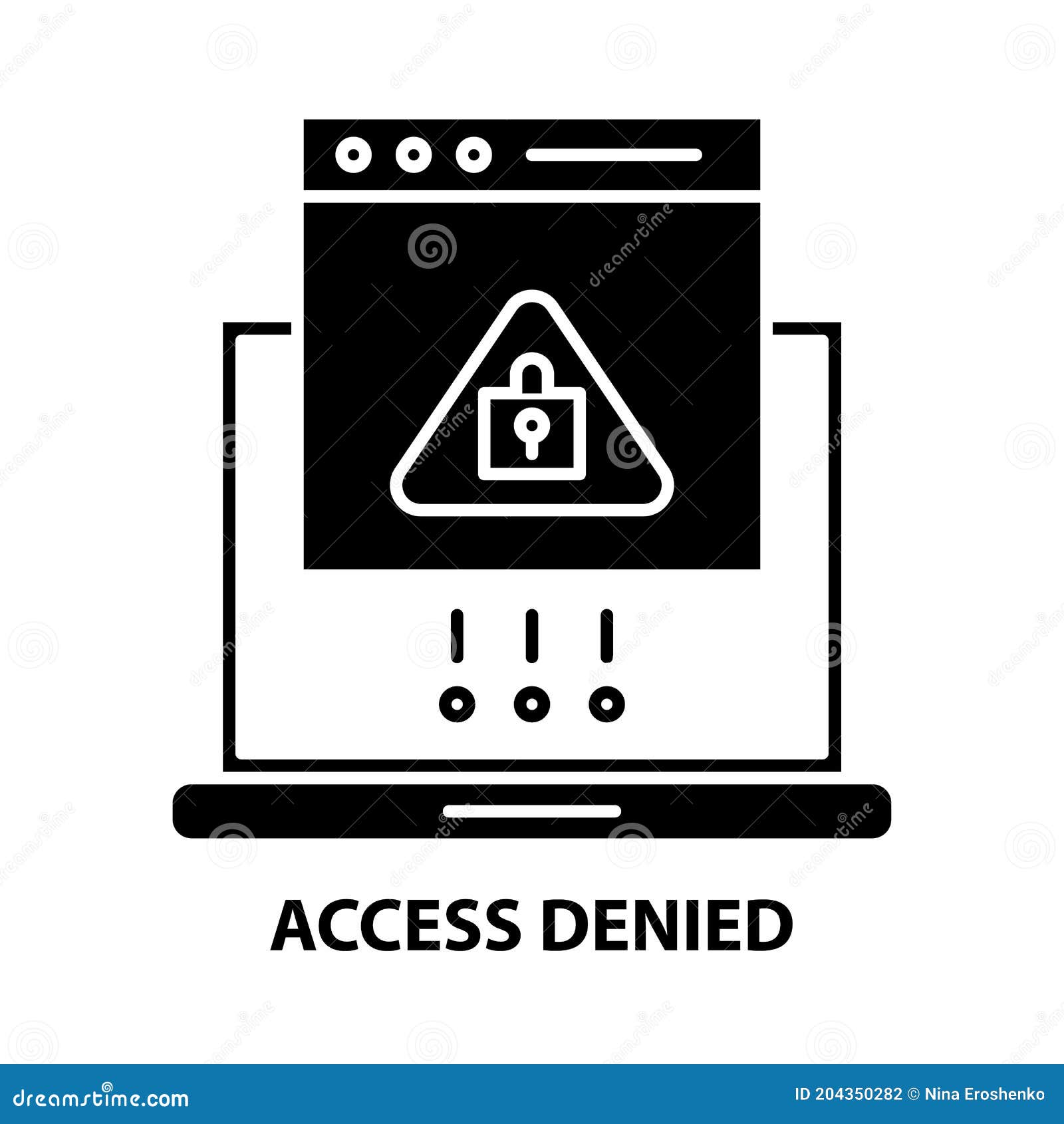 Access Denied Icon, Black Vector Sign with Editable Strokes, Concept ...